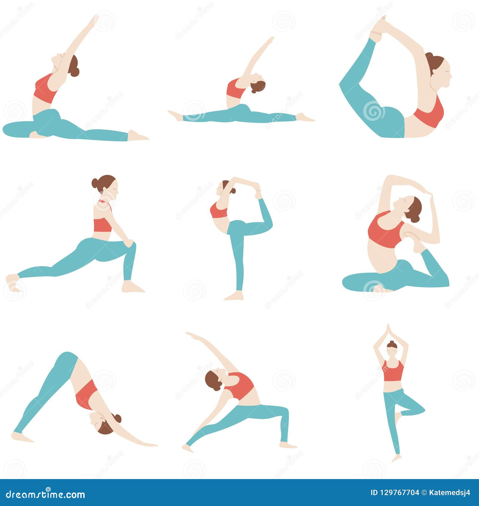 Yoga Poses Set Vector Illustration on White Background Stock Vector ...