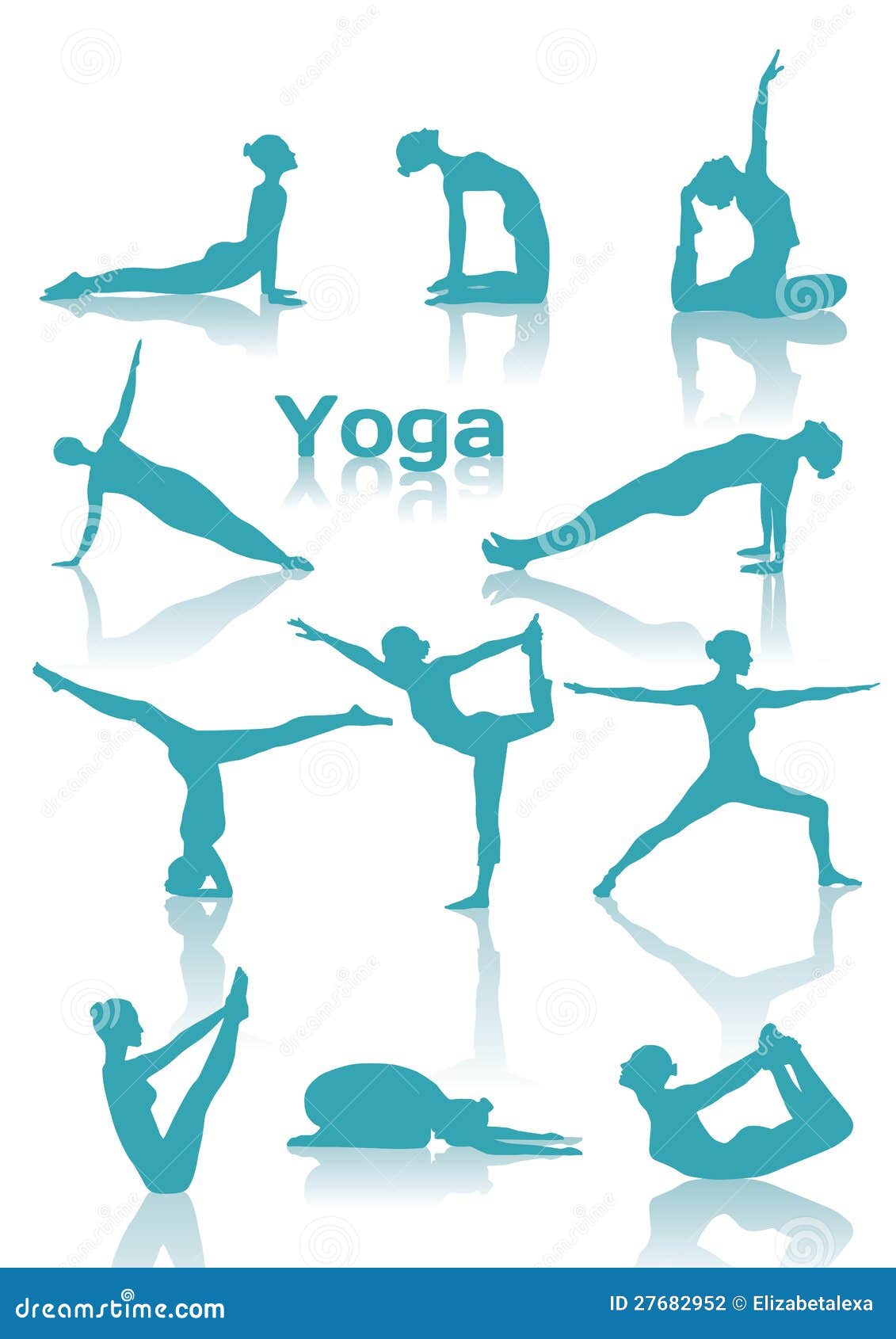 Yoga Positions Green Silhouettes Stock Vector - Illustration of ...