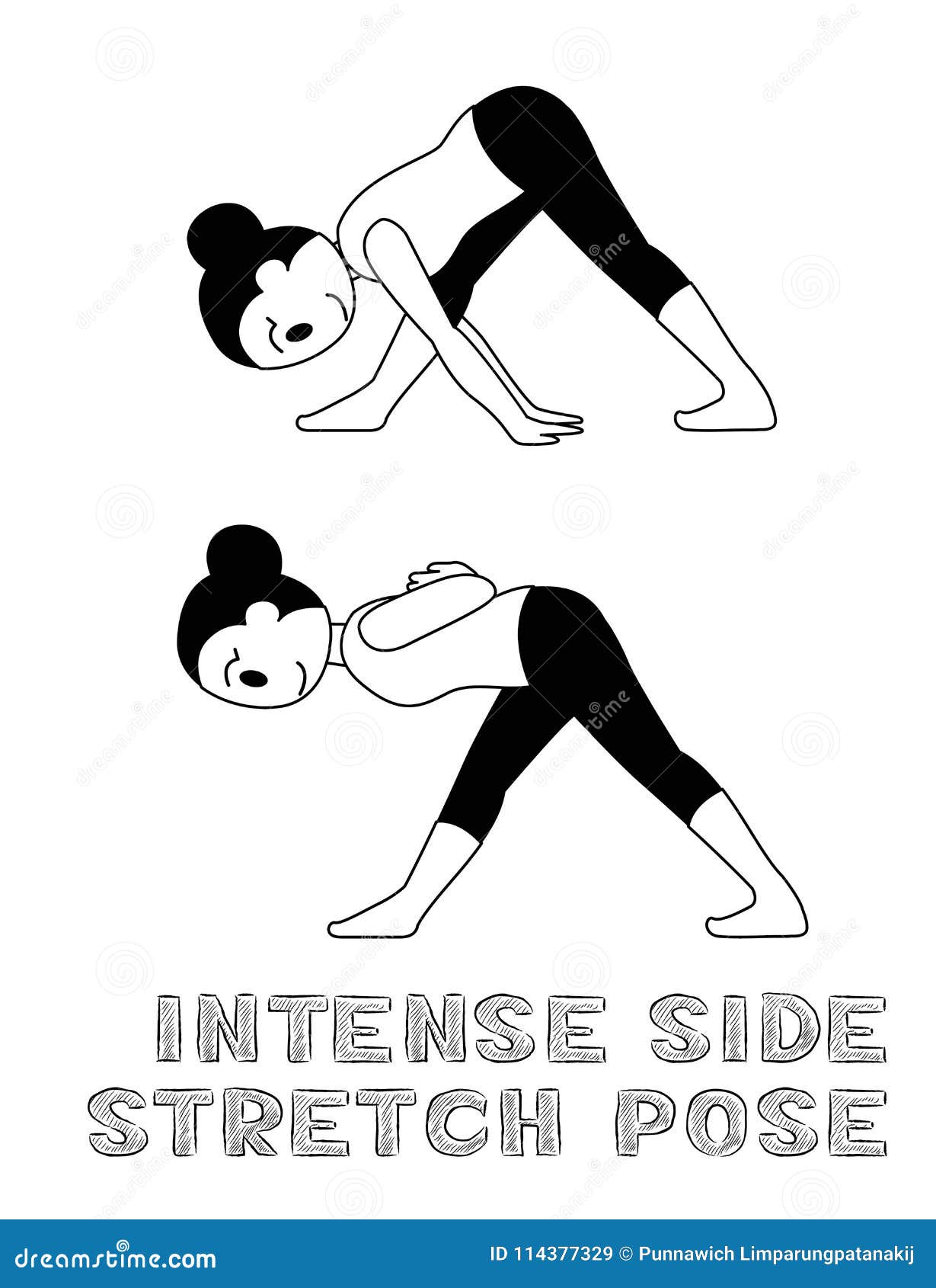 Parsvottanasana Or Intense Side Stretch Pose. Vector | CartoonDealer ...