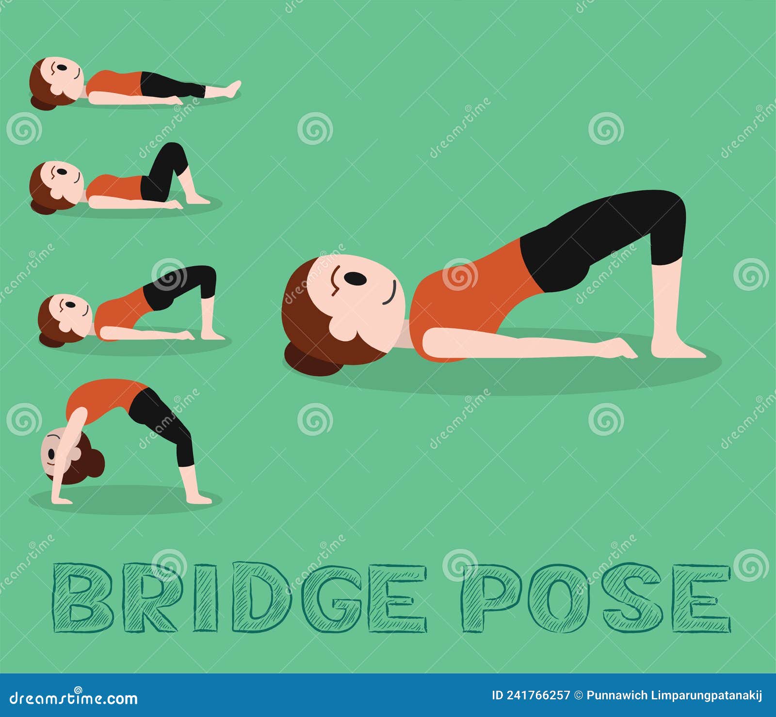 Yoga Tutorial Bridge Pose Cute Cartoon Vector Illustration Stock Vector ...
