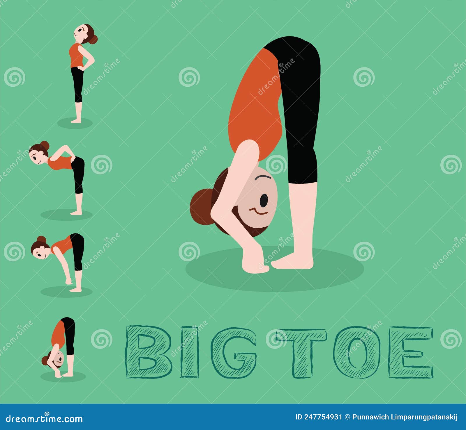 Yoga Tutorial Big Toe Pose Cute Cartoon Vector Illustration Stock ...