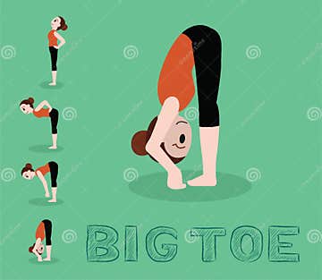 Yoga Tutorial Big Toe Pose Cute Cartoon Vector Illustration Stock ...