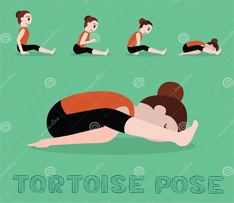 Yoga Tutorial Tortoise Pose Cartoon Vector Illustration Stock Vector ...