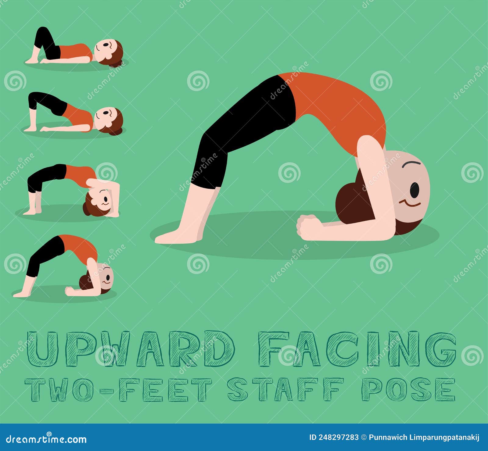 Yoga Tutorial Upward Facing Two-Feet Staff Pose Cartoon Vector ...