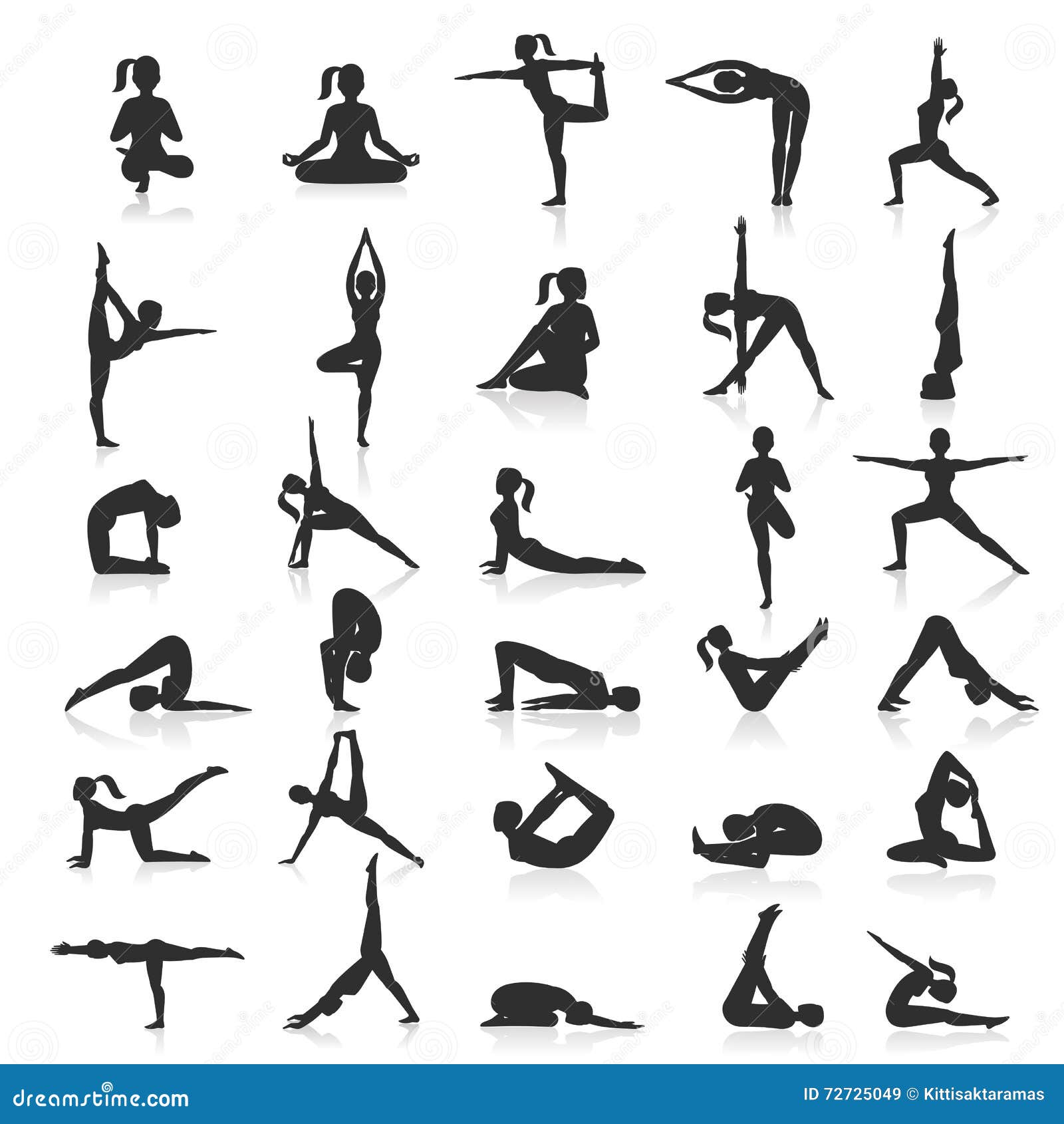 Yoga Postures Exercises Set. Stock Vector - Illustration of healthy ...