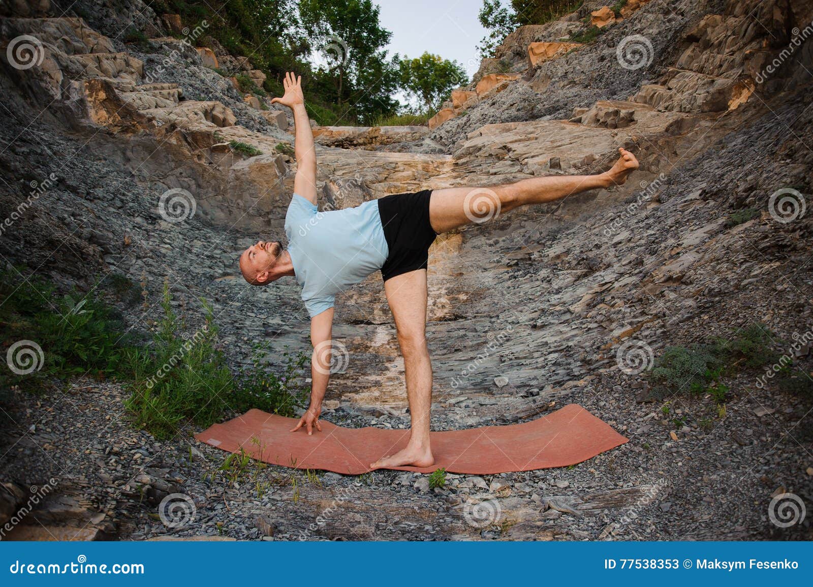 Yoga Practice. Man Doing Lateral Stretching Exercise Stock Image ...
