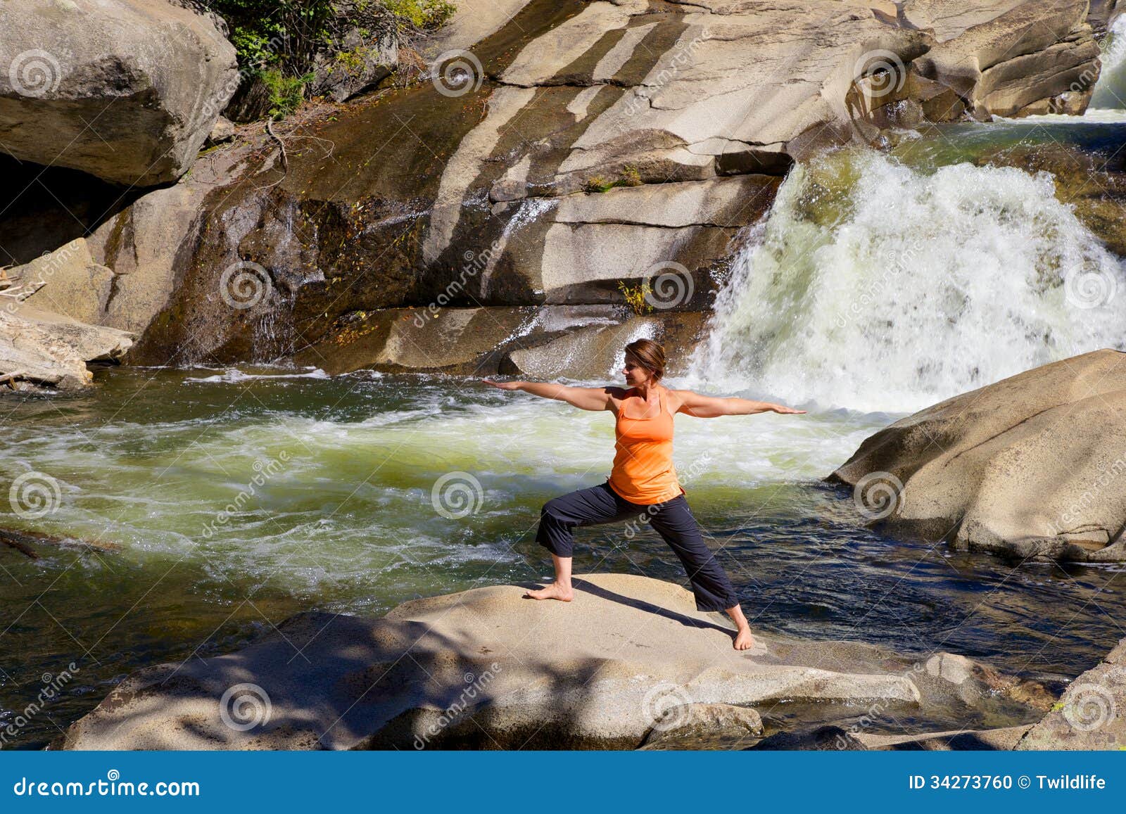 Yoga Practice at Waterfall stock photo. Image of yoga - 34273760