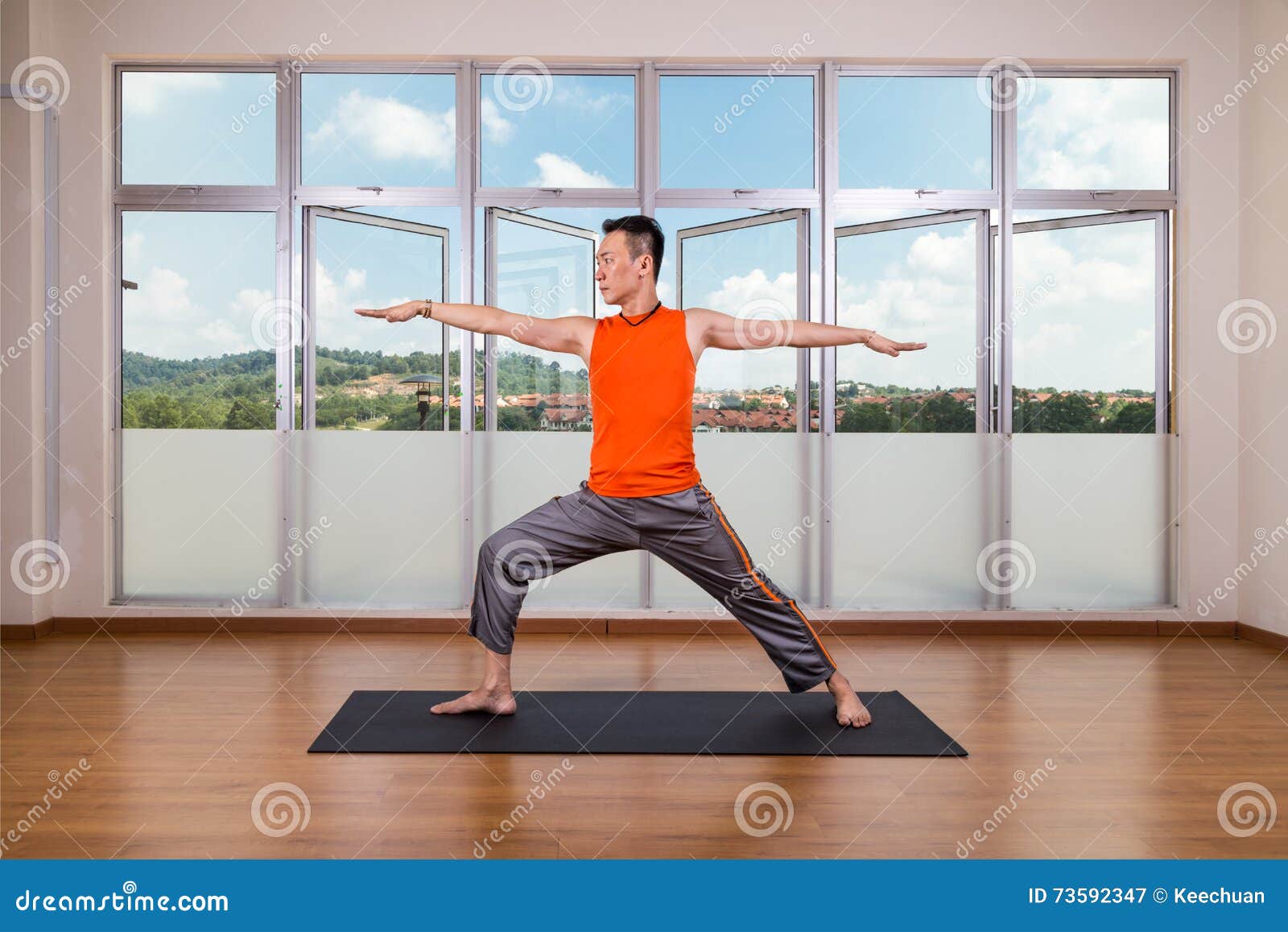 Yoga Practitioner Performing Warrior 2 or Virabhadrasana 2 Pose Stock ...