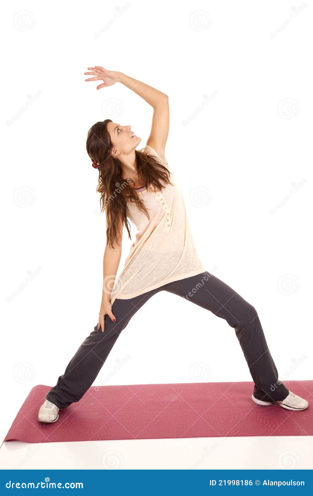 Yoga red mat pose stock photo. Image of flexibility, background - 21998186