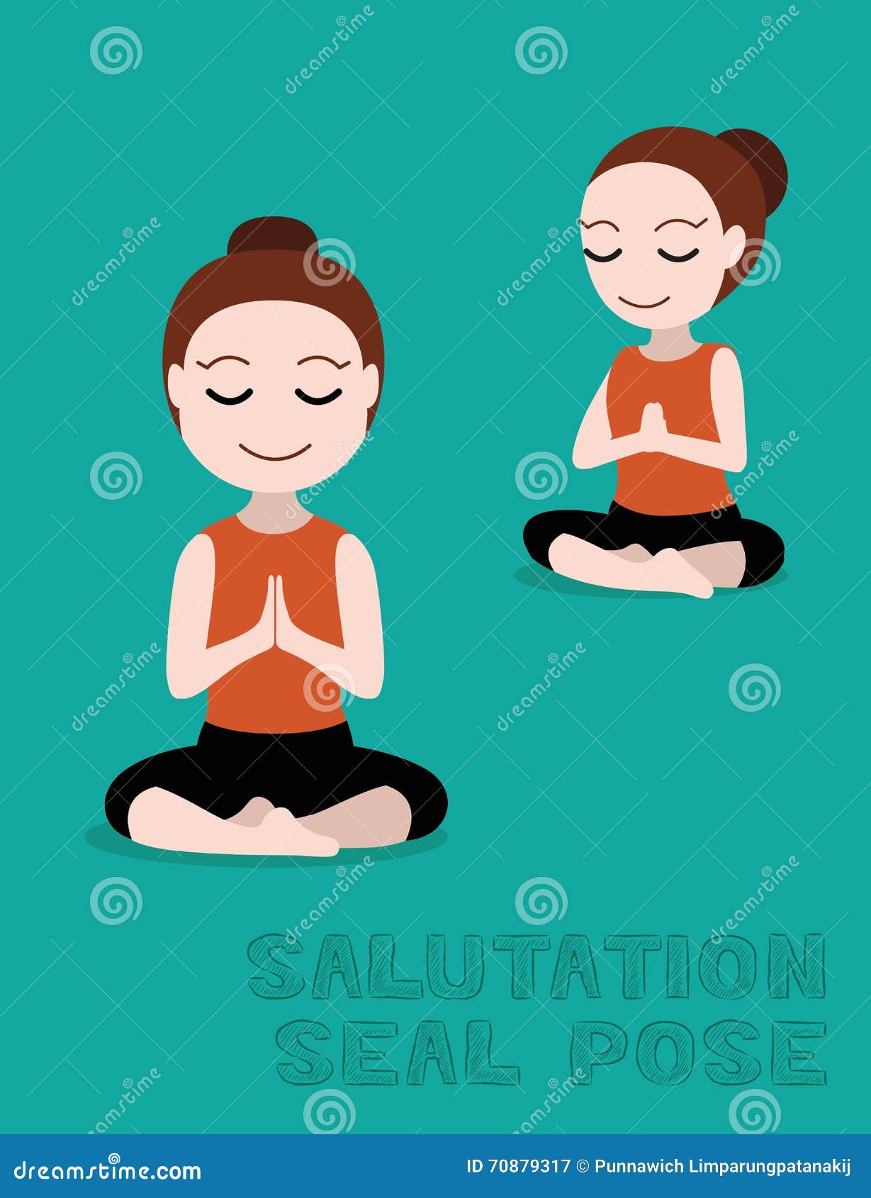 Yoga Sun Salutation Cartoon Vector | CartoonDealer.com #22721845