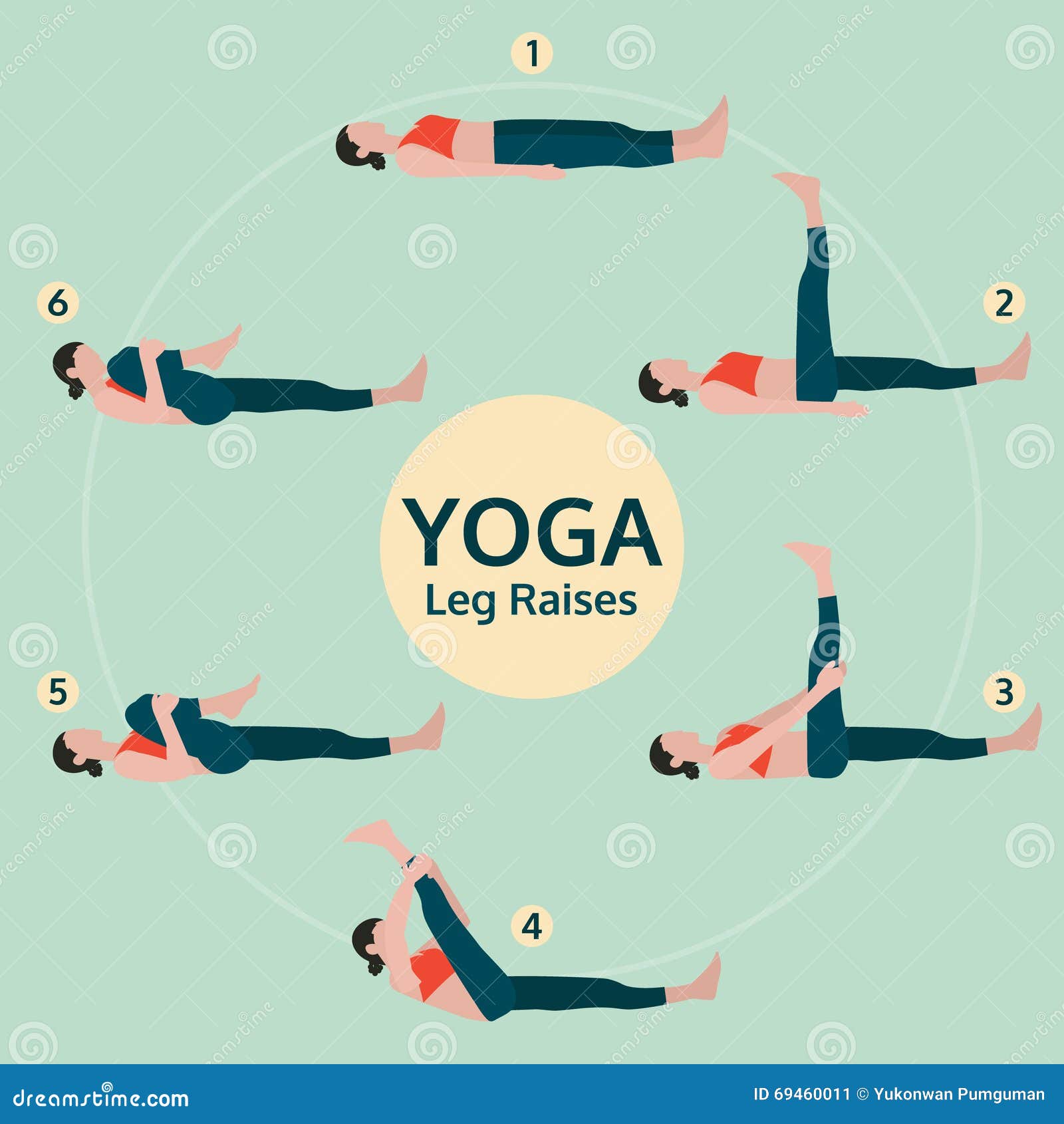 Yoga Set Illustration, Leg Raises, Yoga Exercise Vector Stock Vector ...