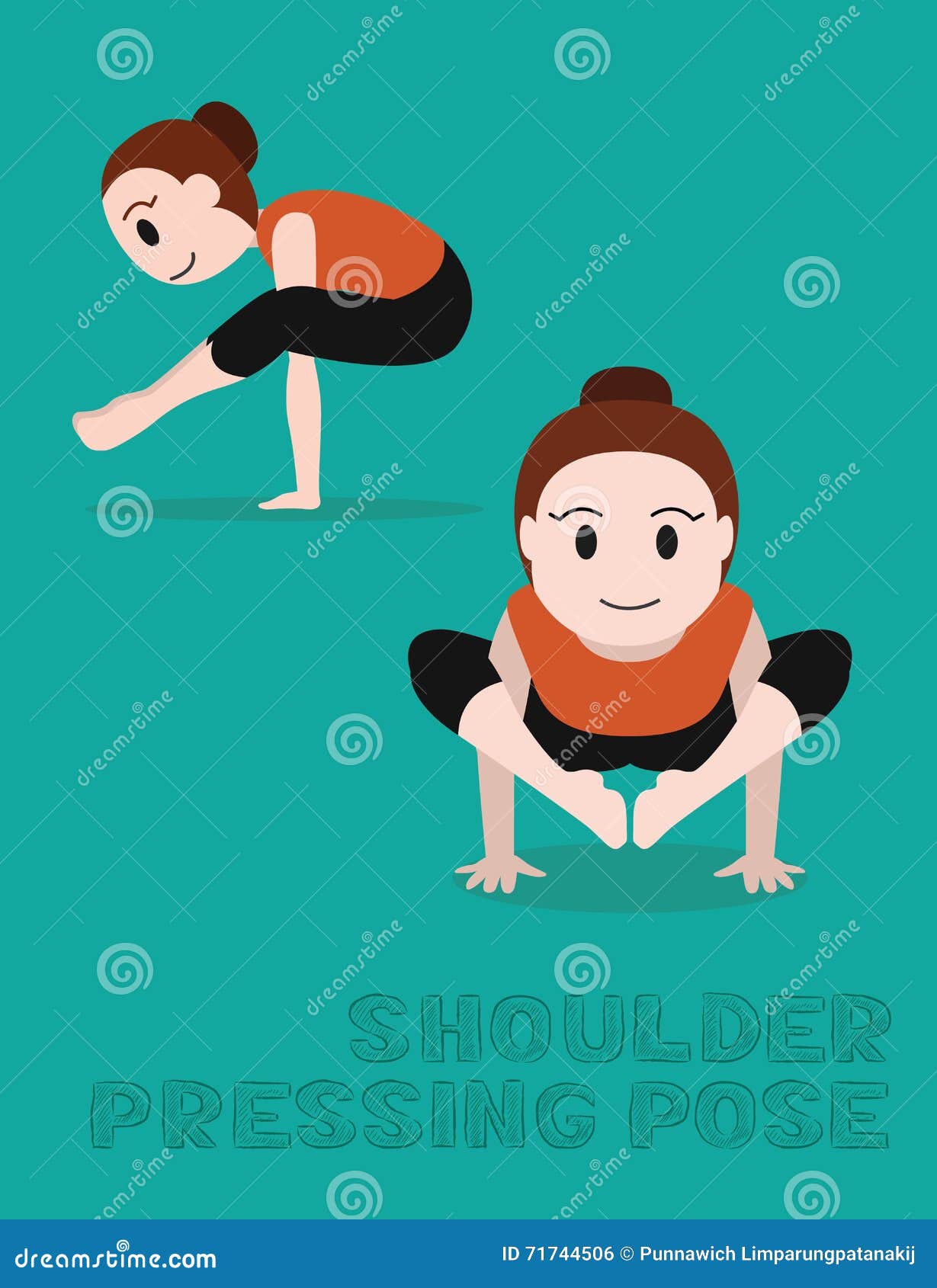 Yoga Shoulder Pressing Pose Cartoon Vector Illustration Stock Vector ...