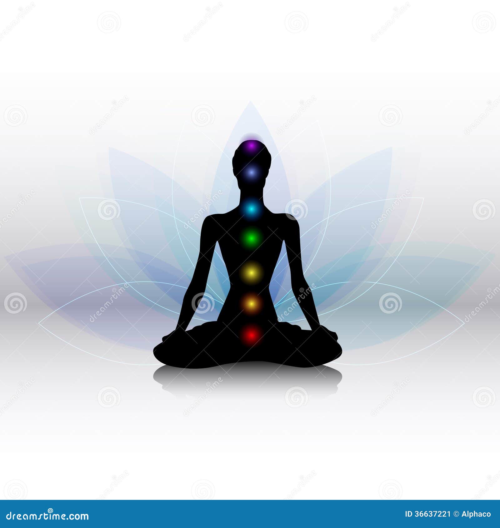 Yoga Silhouette with Chakras Stock Vector - Illustration of body ...