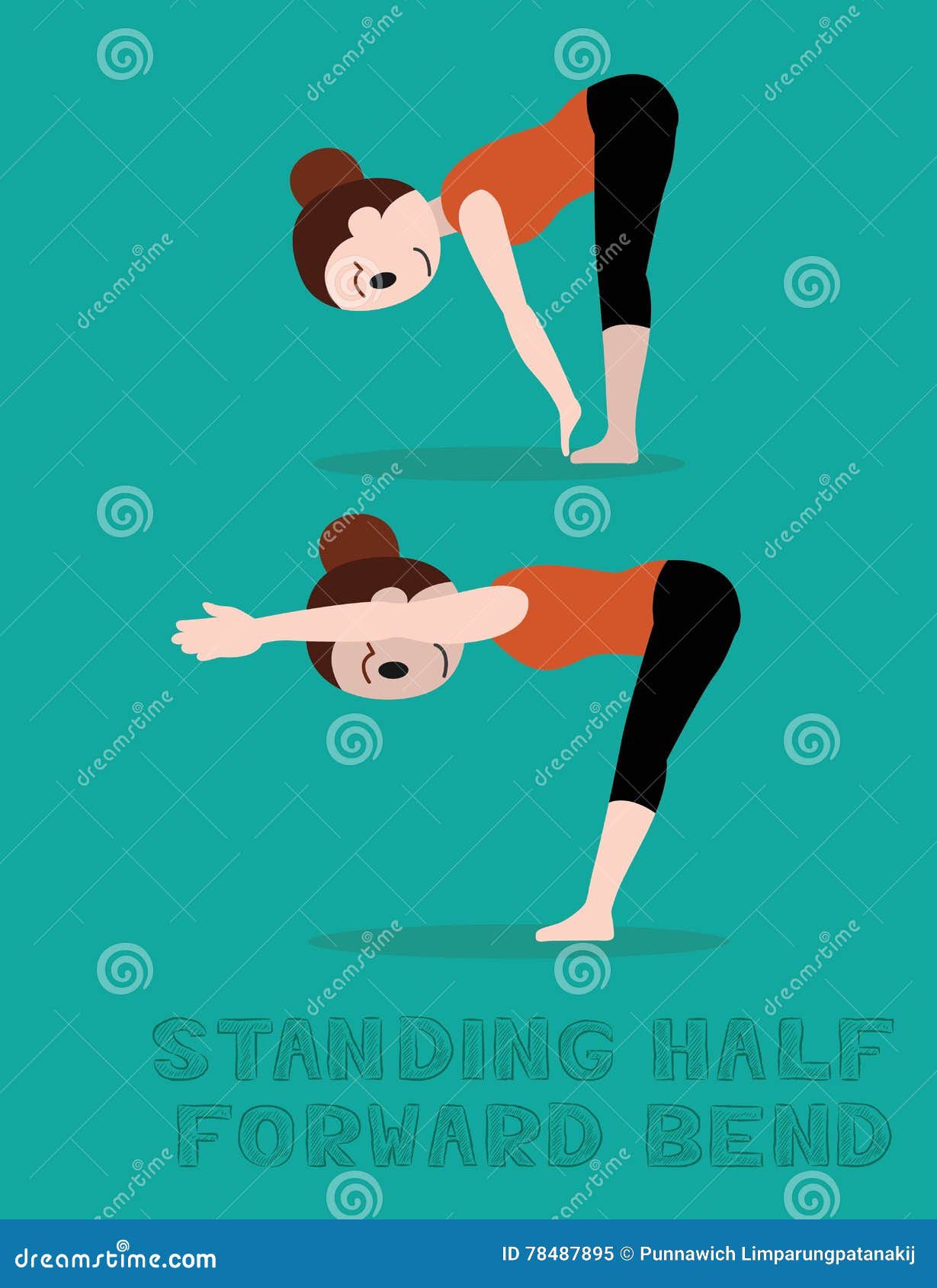 Yoga Standing Half Forward Bend Cartoon Vector Illustration Stock ...