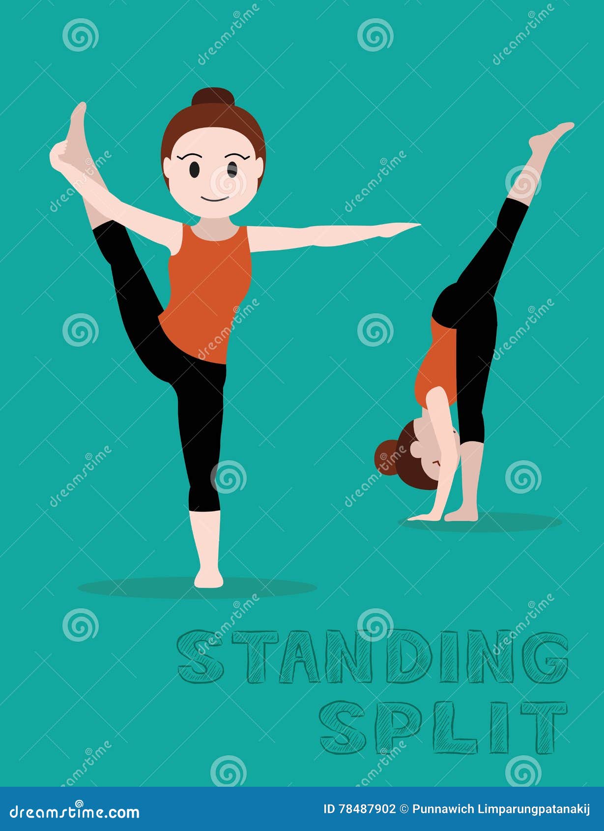 Yoga Standing Split Cartoon Vector Illustration Stock Vector ...