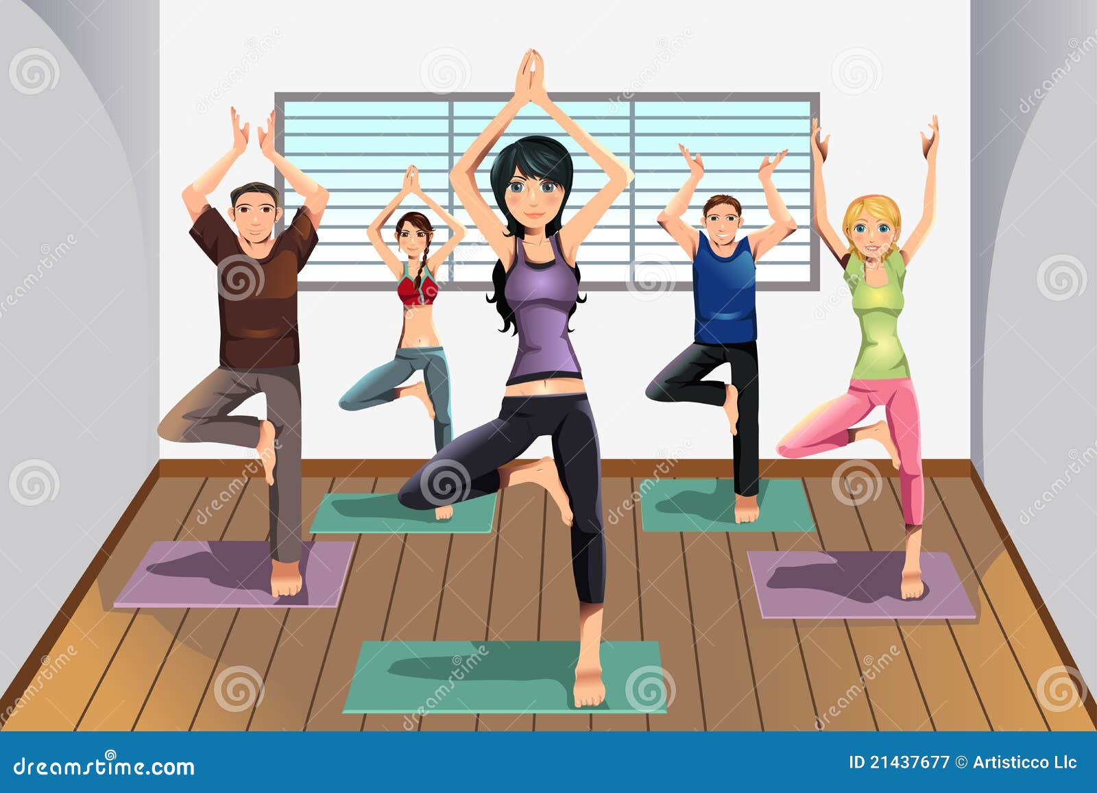 Yoga Students at Yoga Studio Stock Vector - Illustration of relaxation ...