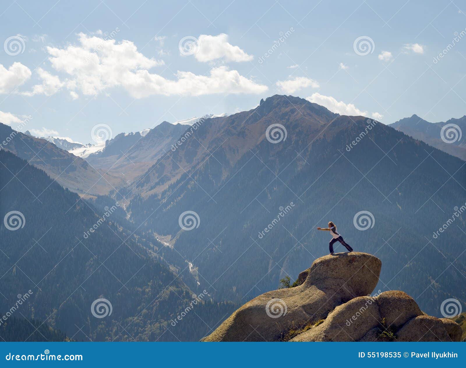 Yoga at summit stock image. Image of body, nature, outdoors - 55198535