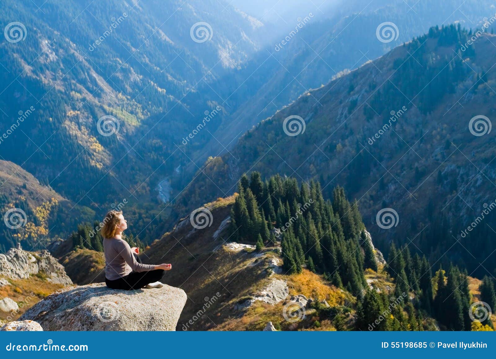 Yoga at summit stock image. Image of healthy, human, exercising - 55198685