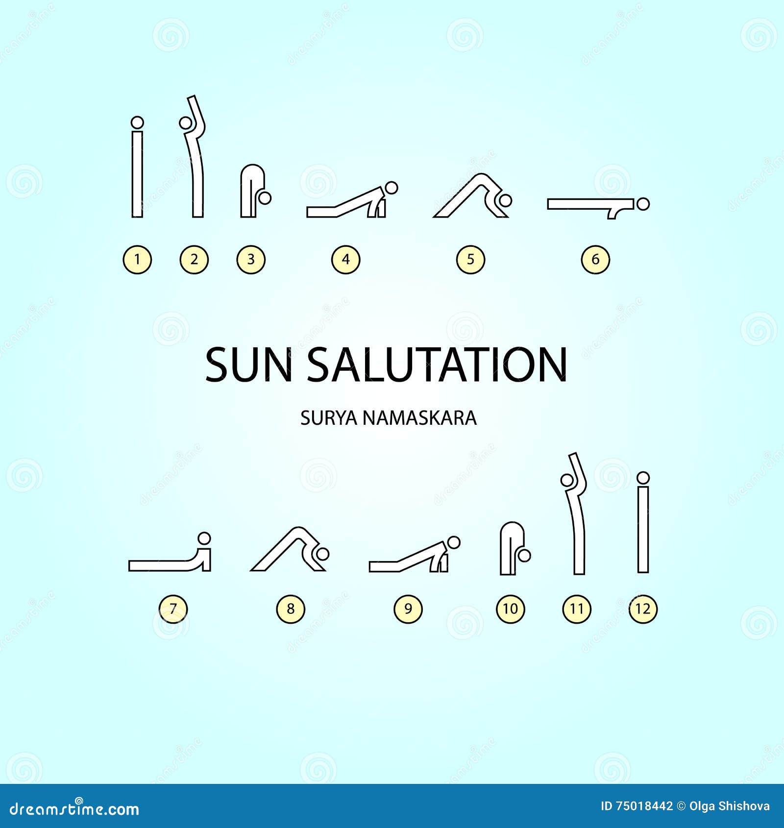 Yoga sun salutation stock illustration. Illustration of breathing ...