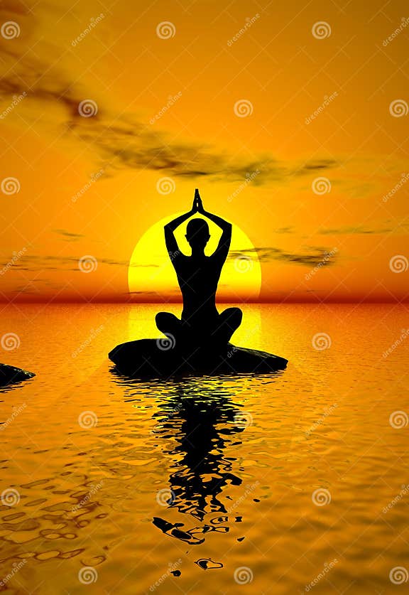 Yoga at Sunset stock illustration. Illustration of active - 1981926