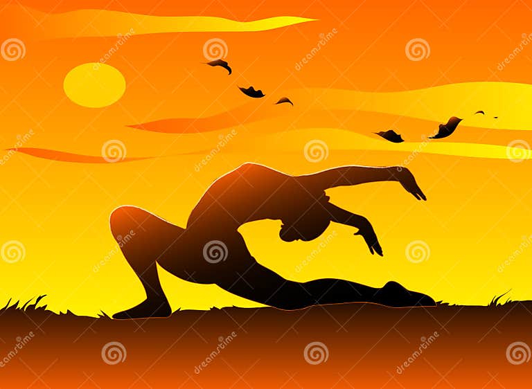 Yoga at sunset stock vector. Illustration of vector, yoga - 6664944