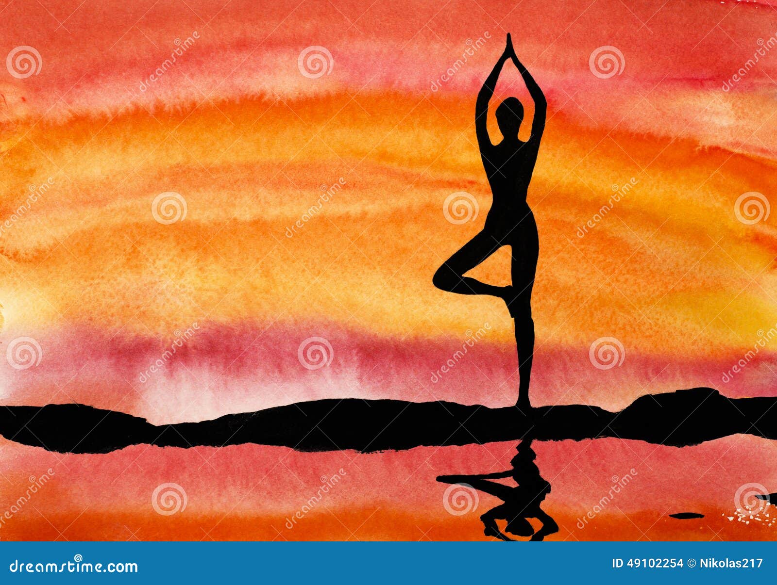 Yoga at sunset stock photo. Image of life, breathing - 49102254