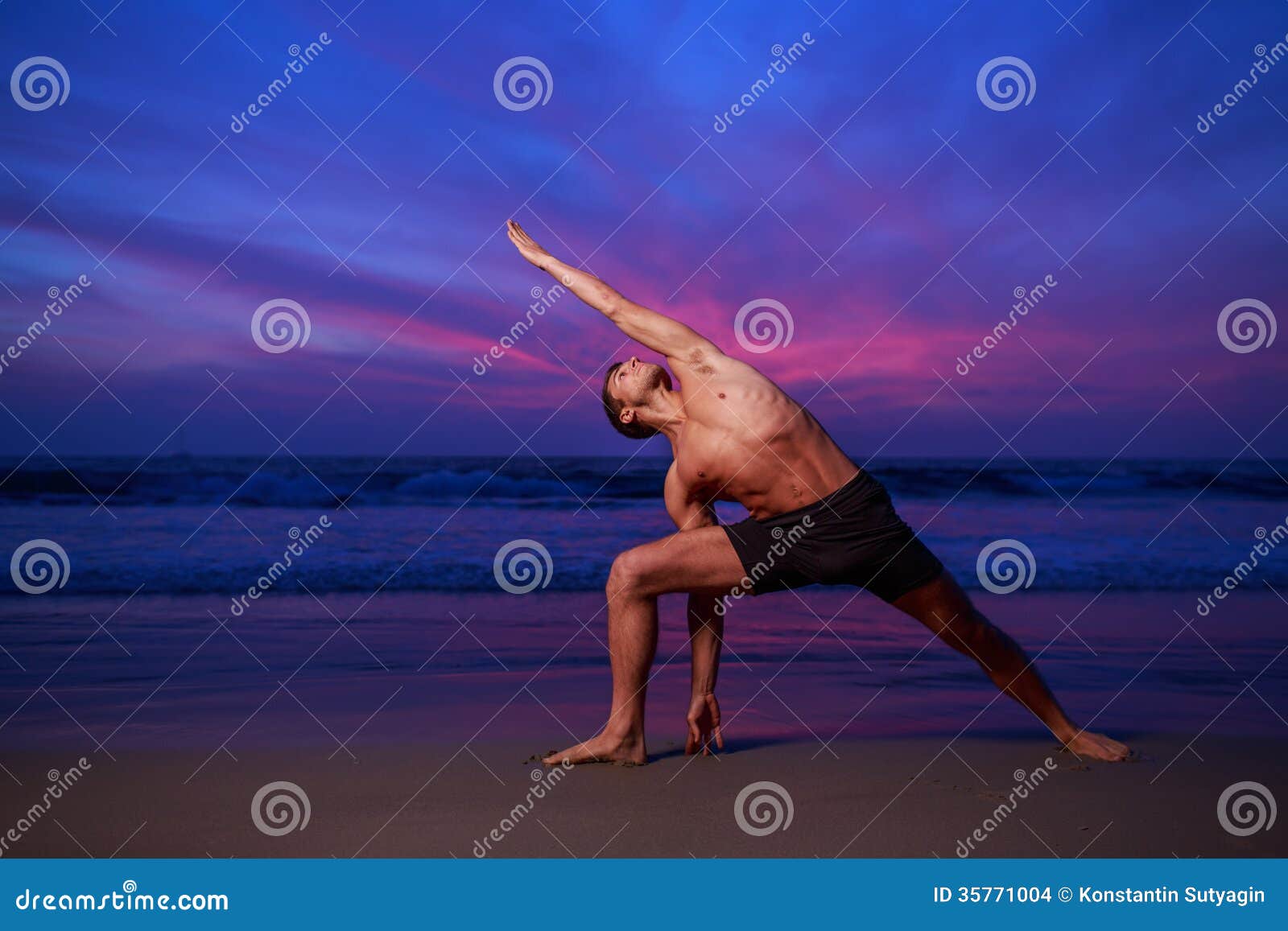 Yoga sunset beach stock photo. Image of beautiful, copyspace - 35771004