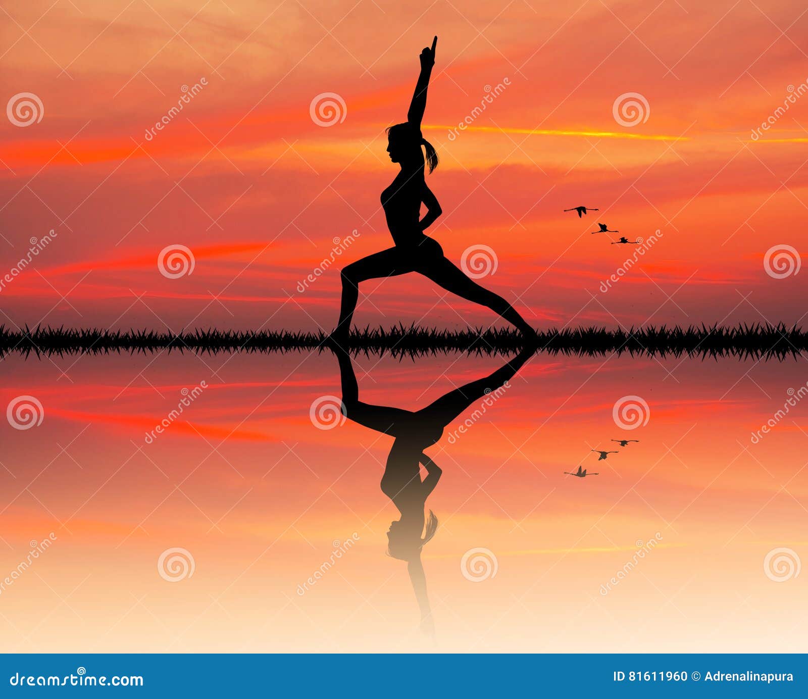 Yoga at sunset stock illustration. Illustration of discipline - 81611960