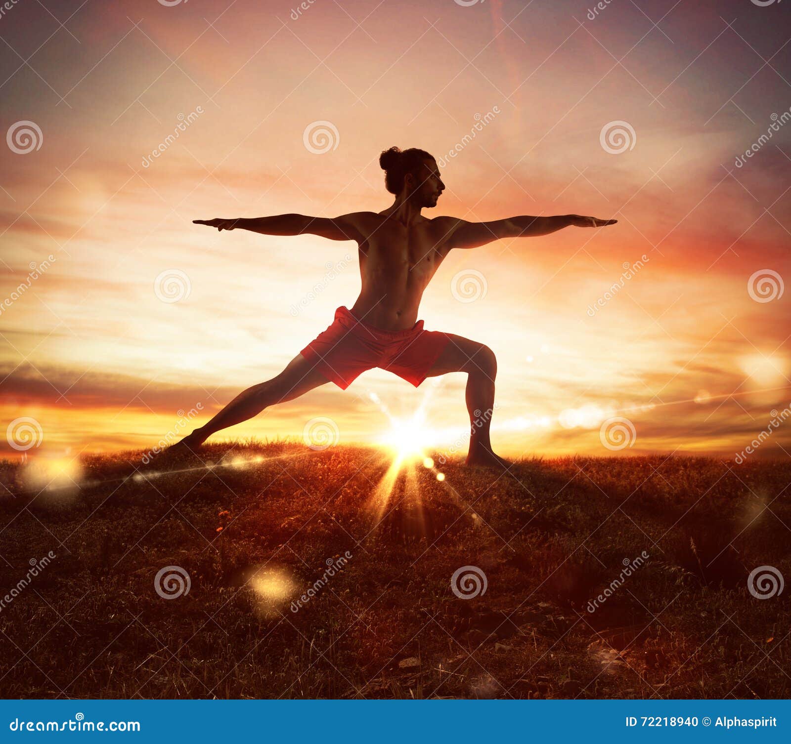 Yoga at sunset stock photo. Image of concentration, fitness - 72218940