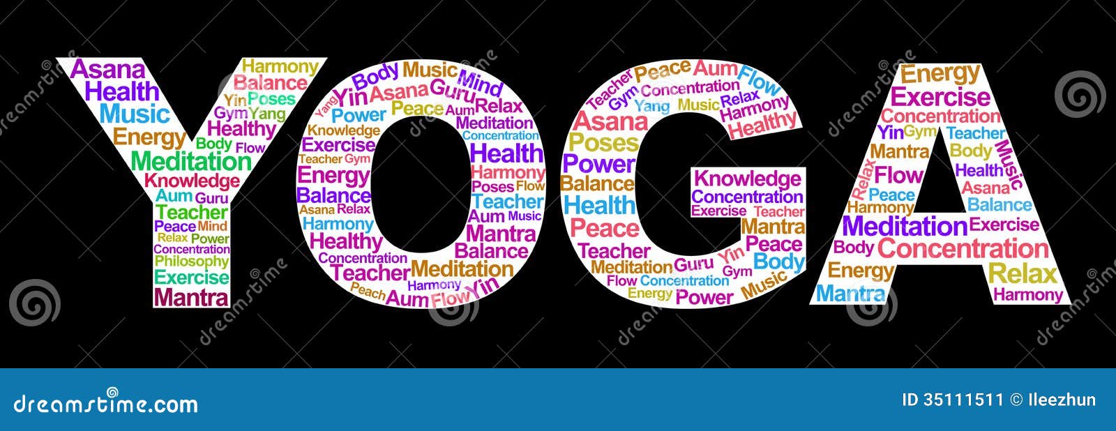 Yoga Text in Black Background Stock Illustration - Illustration of ...