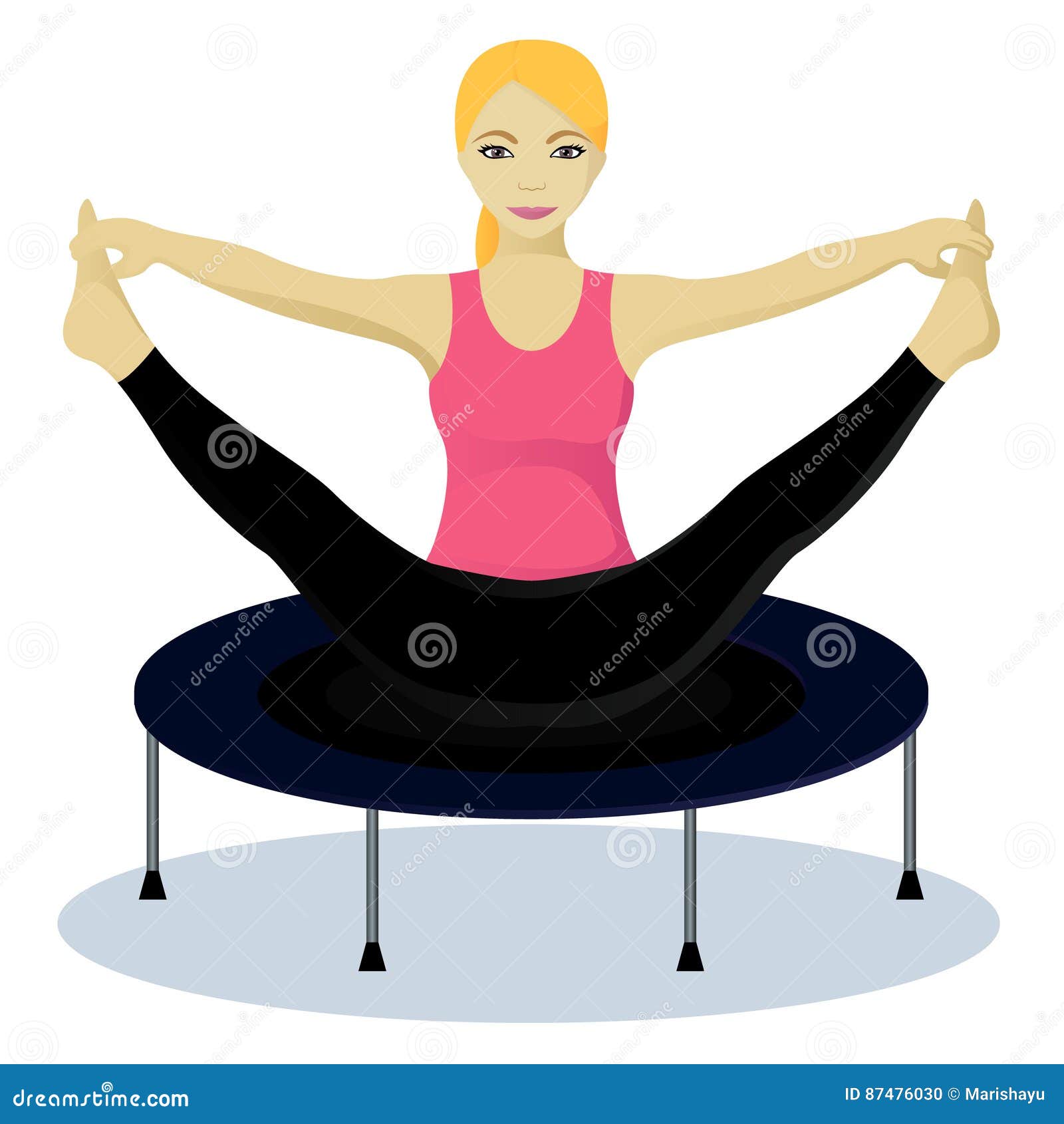 Yoga on trampoline stock illustration. Illustration of person - 87476030