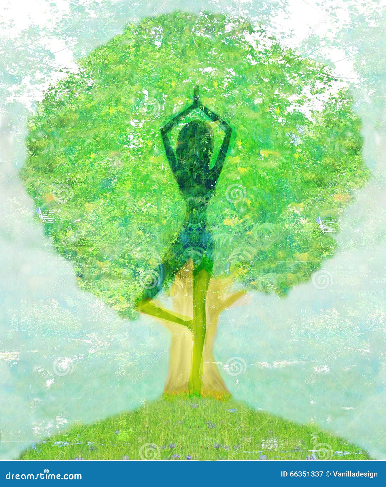 Yoga Tree With Web Icons.. Cartoon Vector | CartoonDealer.com #88457563