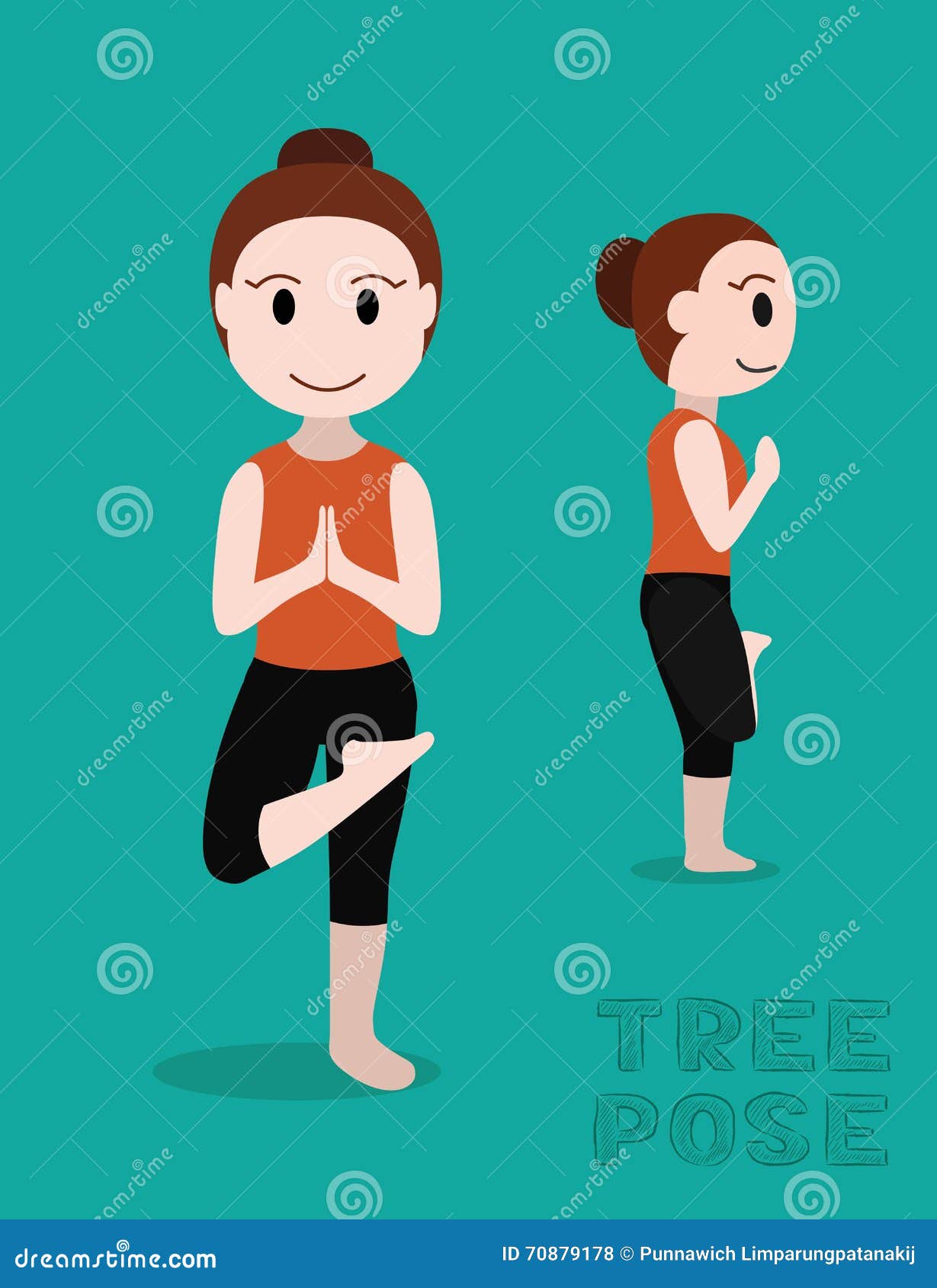 Yoga Tree Pose Cartoon Vector Illustration Stock Vector - Illustration ...