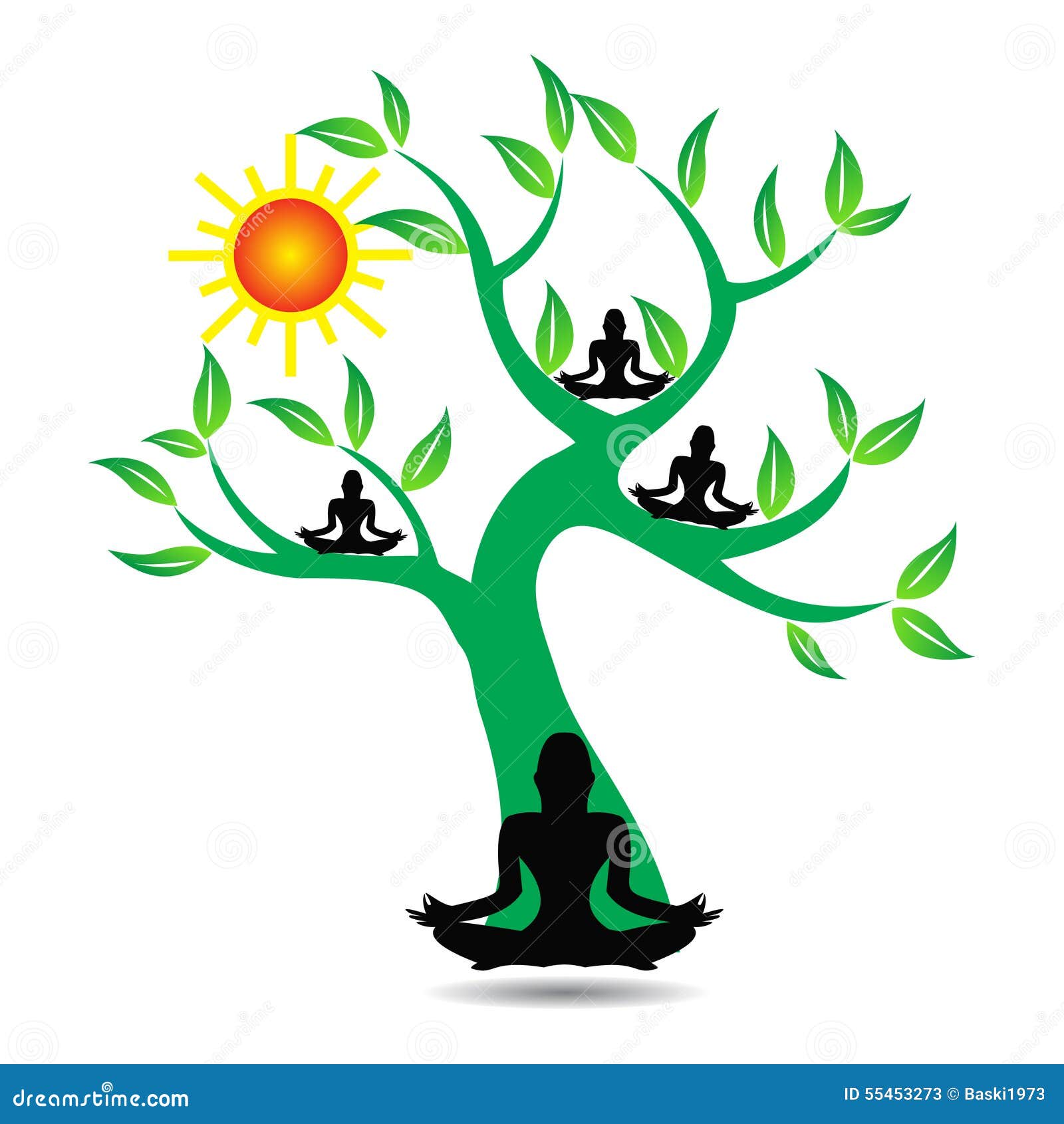 Yoga tree stock vector. Illustration of healthy, position - 55453273
