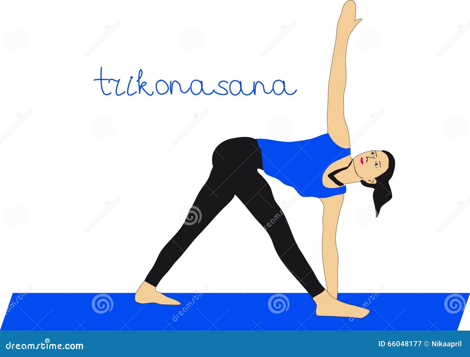 Yoga. Trikonasana stock vector. Illustration of hatha - 66048177