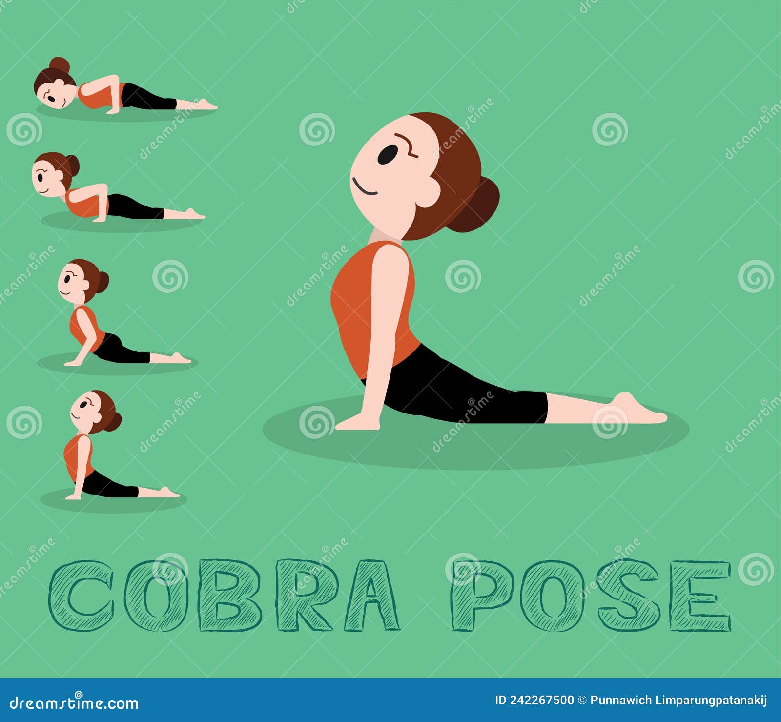 Tutorial Of Cobra Pose Side View. Athlete Practices Yoga Posture ...