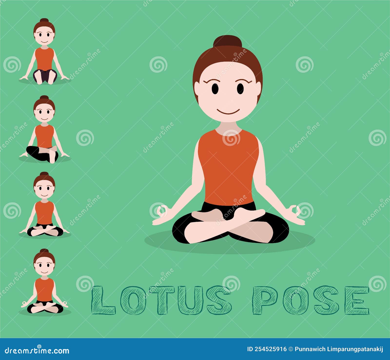 Yoga Tutorial Lotus Pose Cartoon Vector Illustration Stock Vector ...