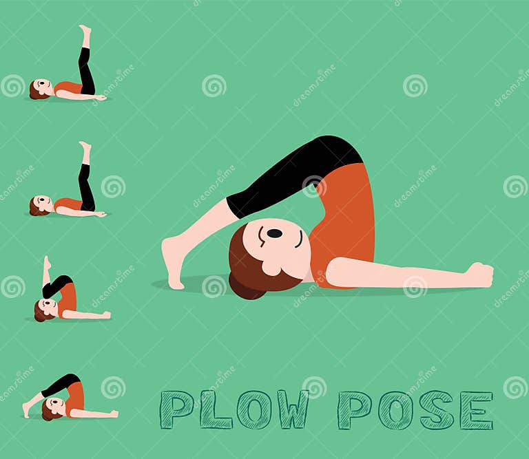 Yoga Tutorial Plow Pose Cartoon Vector Illustration Stock Vector ...