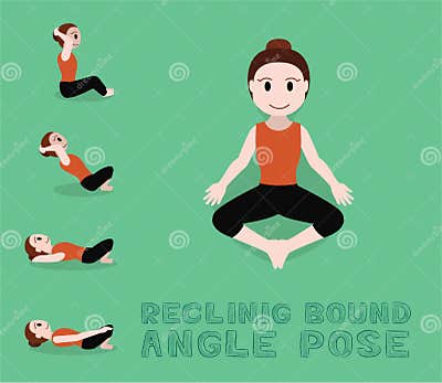 Yoga Tutorial Reclining Bound Angle Cartoon Vector Illustration Stock ...