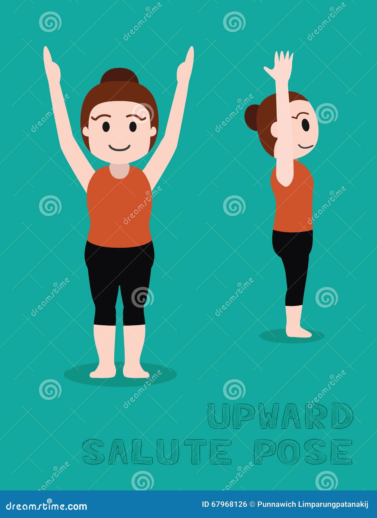 Yoga Upward Salute Pose Cartoon Vector Illustration | CartoonDealer.com ...