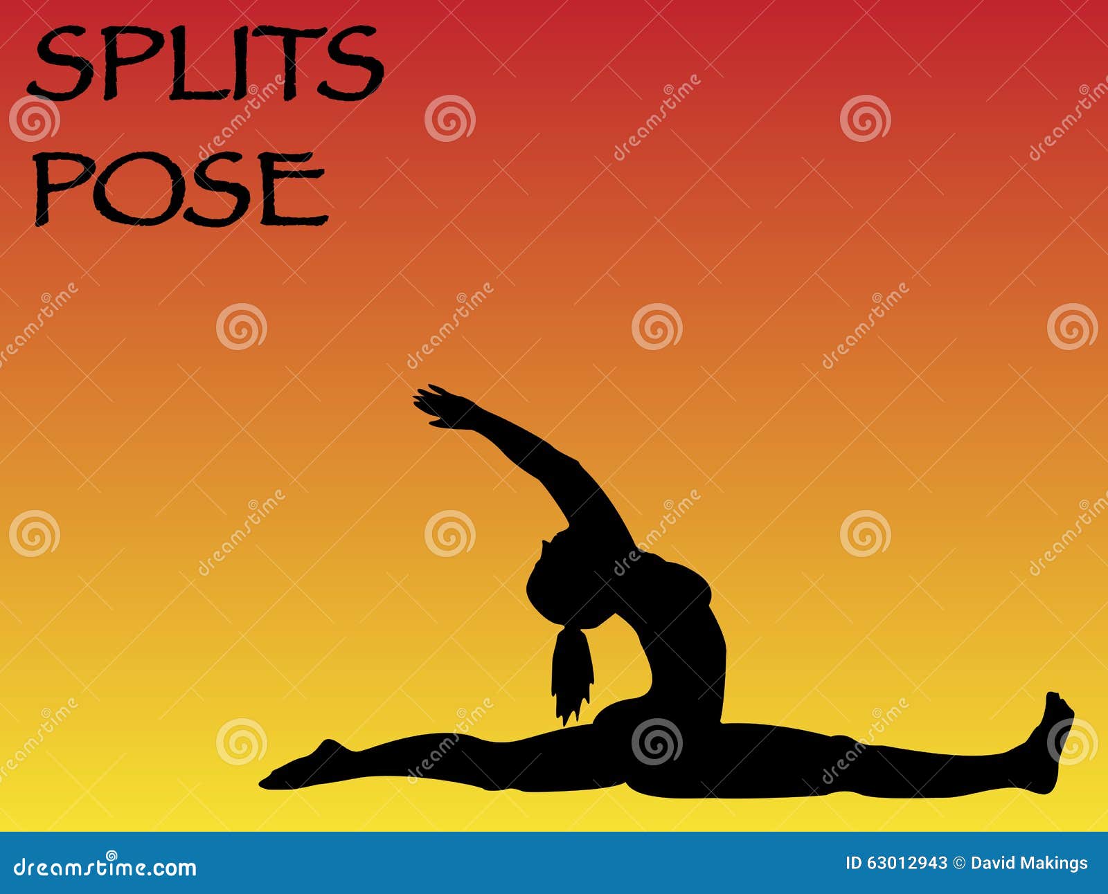 Yoga Woman Splits Pose stock illustration. Illustration of flexible ...