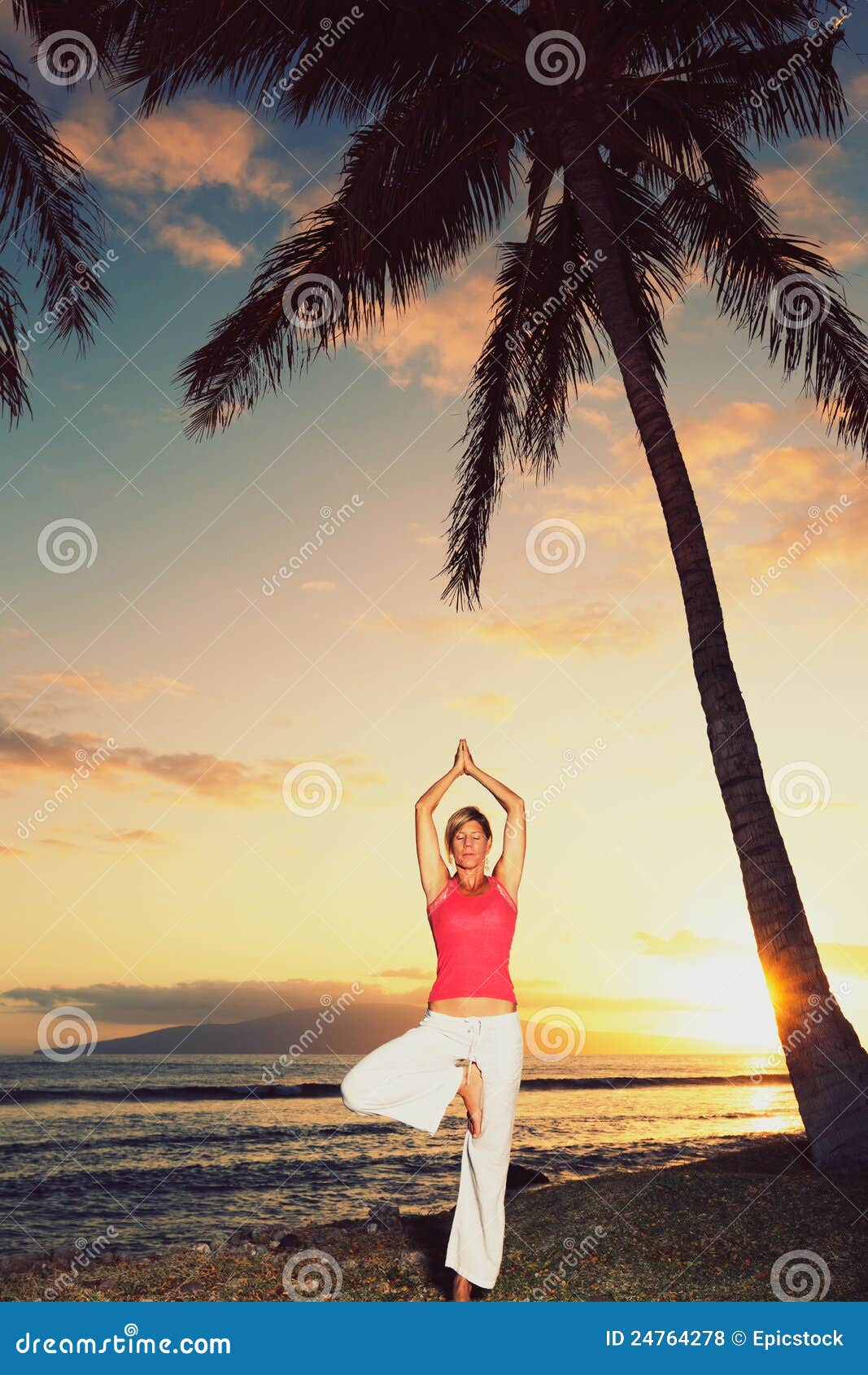 Yoga Woman at Sunset stock photo. Image of person, female - 24764278