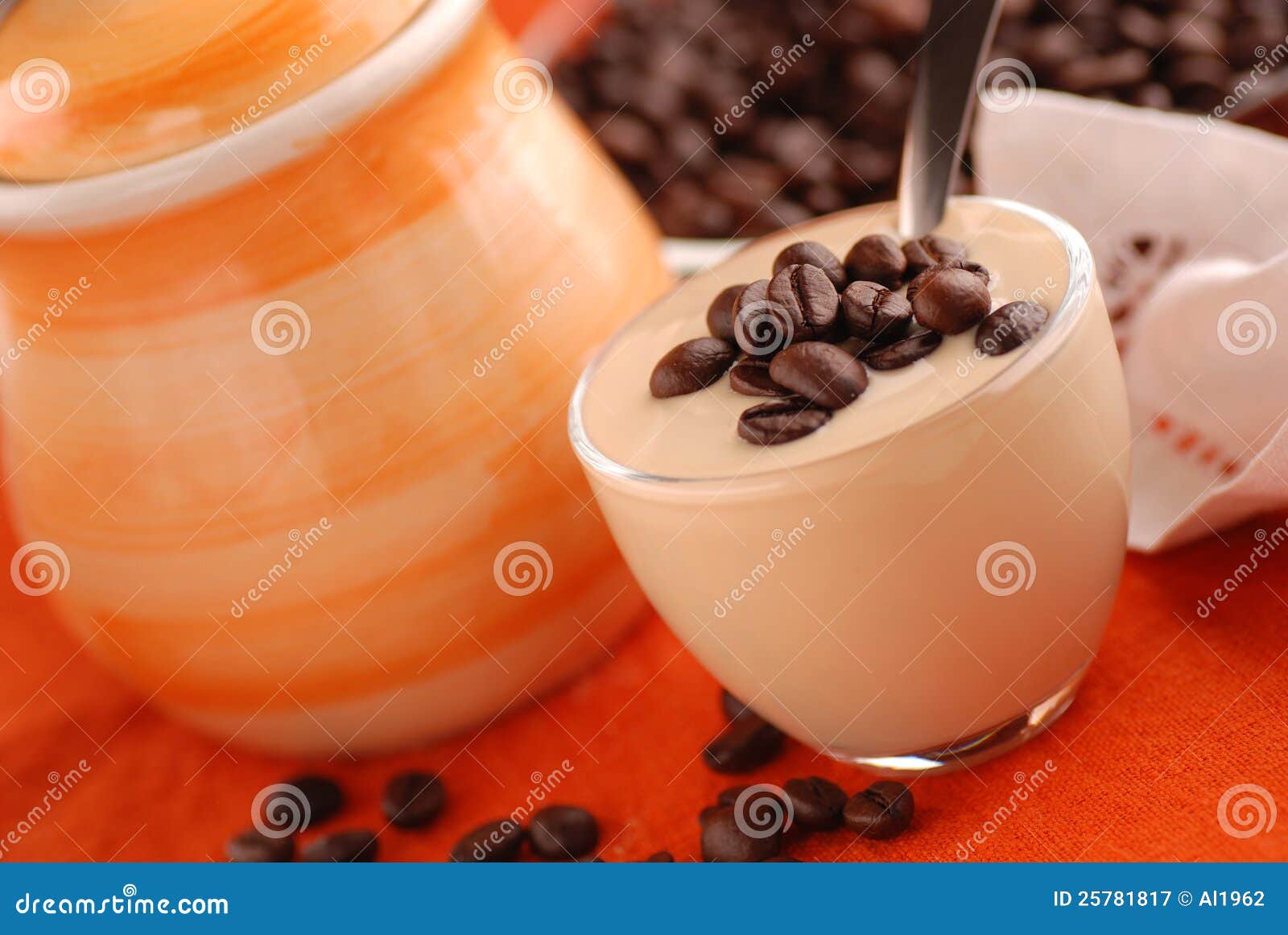 Yoghurt with coffee beans stock image. Image of delicious - 25781817