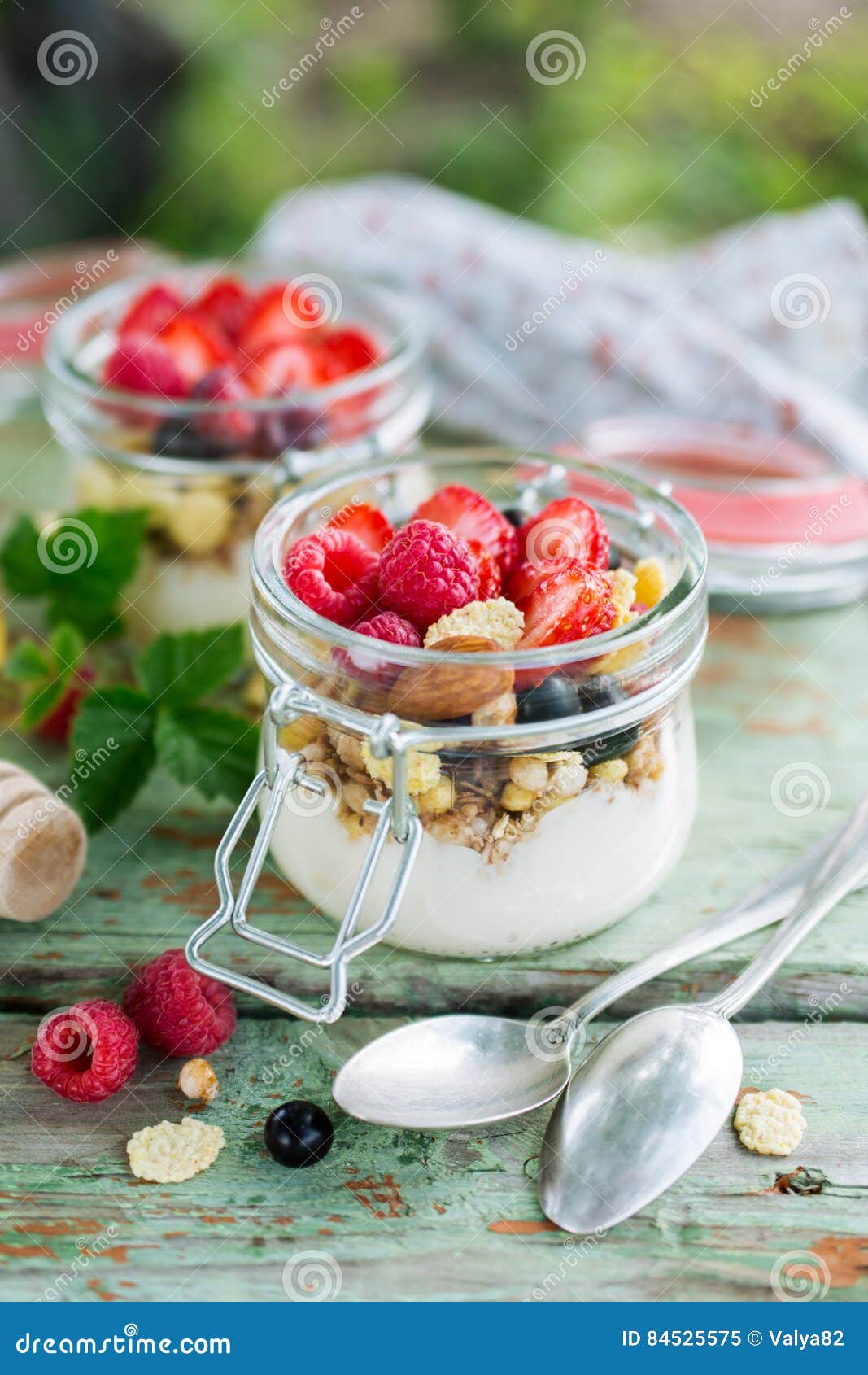 Yoghurt with fresh berries stock image. Image of raspberry - 84525575