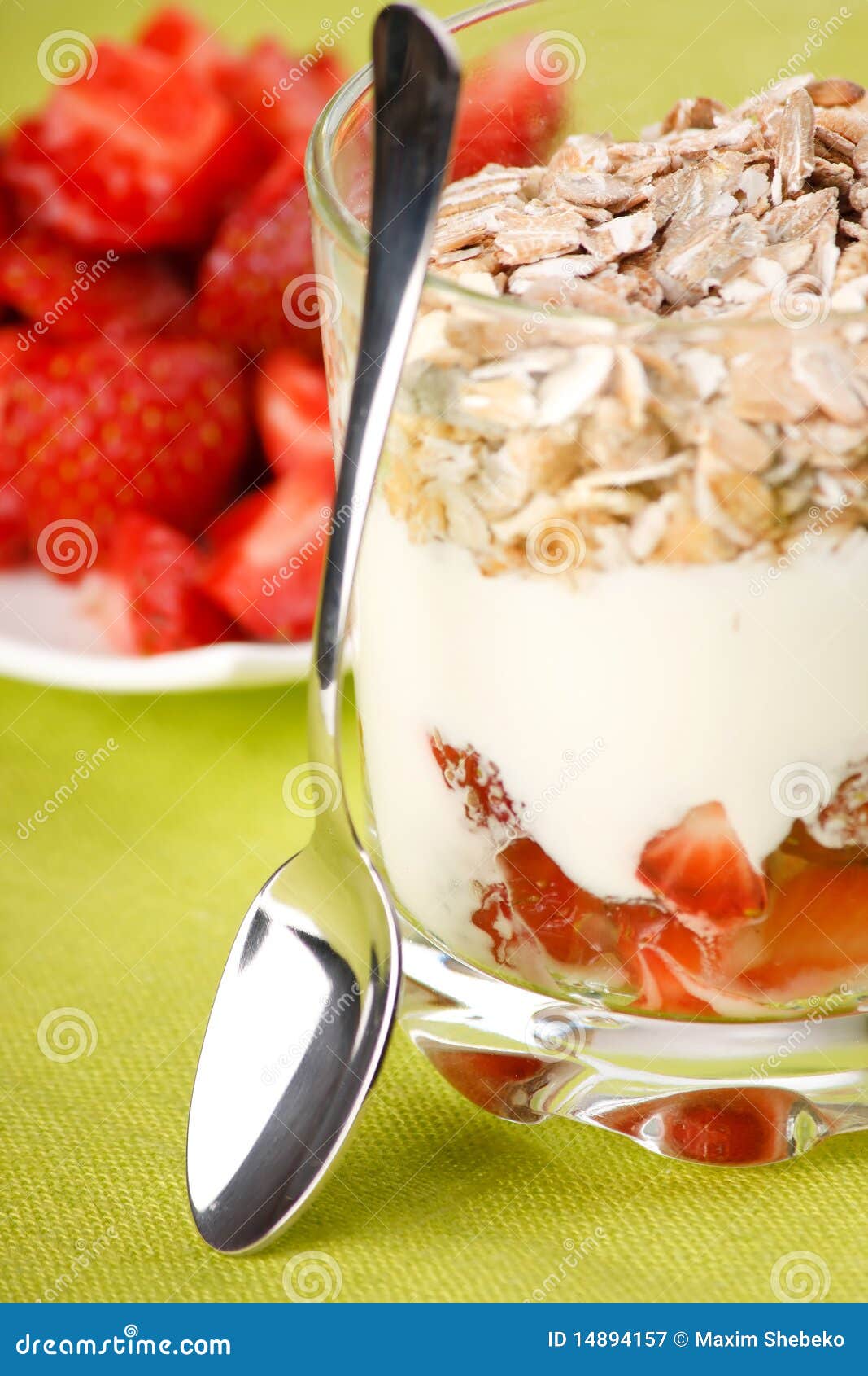 Yoghurt with granola stock image. Image of glass, dessert - 14894157