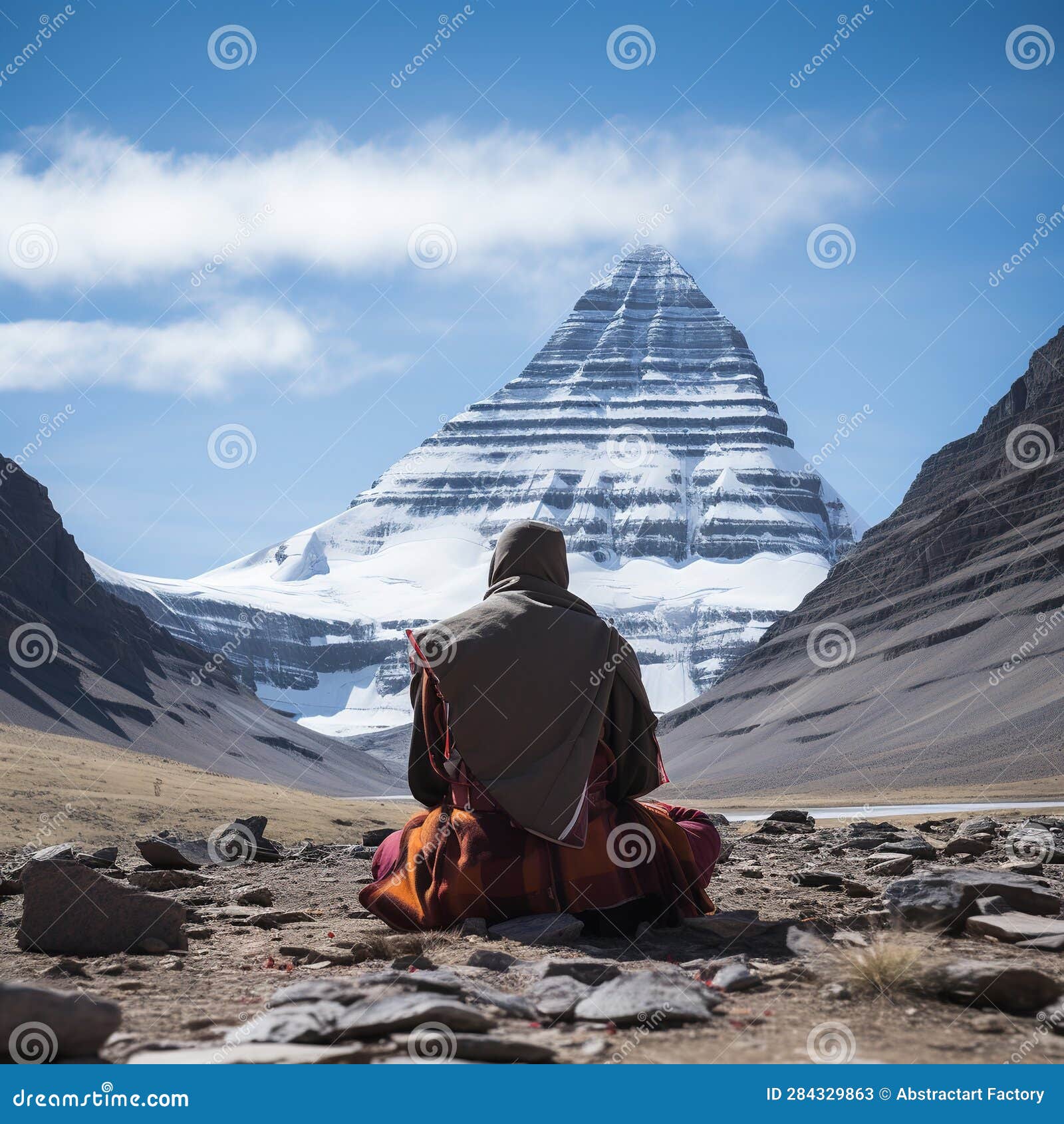 Yogi Baba Practising Puja in Front of Kailash Parvat. Poster Design for ...