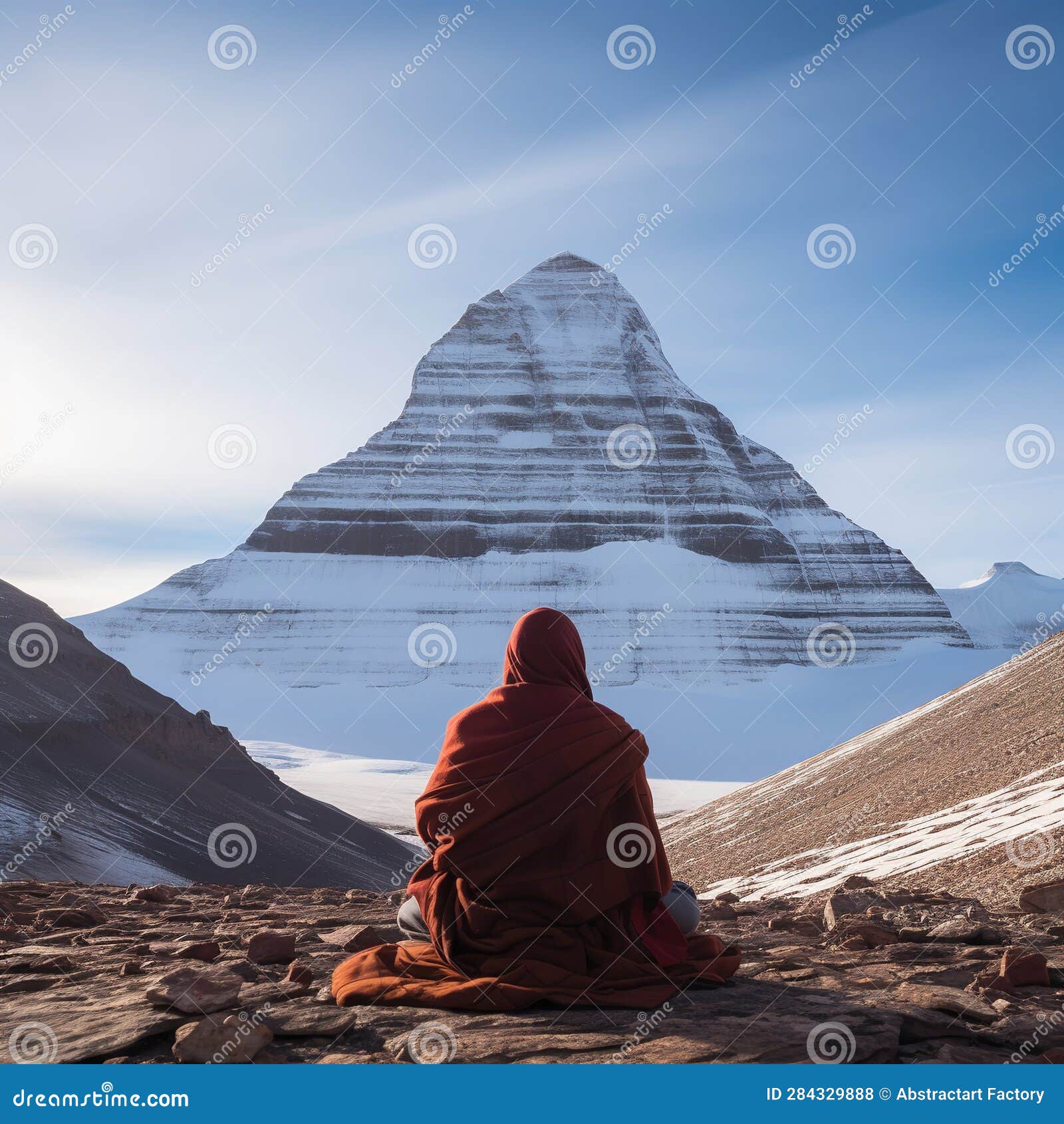 Yogi Baba Practising Puja in Front of Kailash Parvat. Poster Design for ...