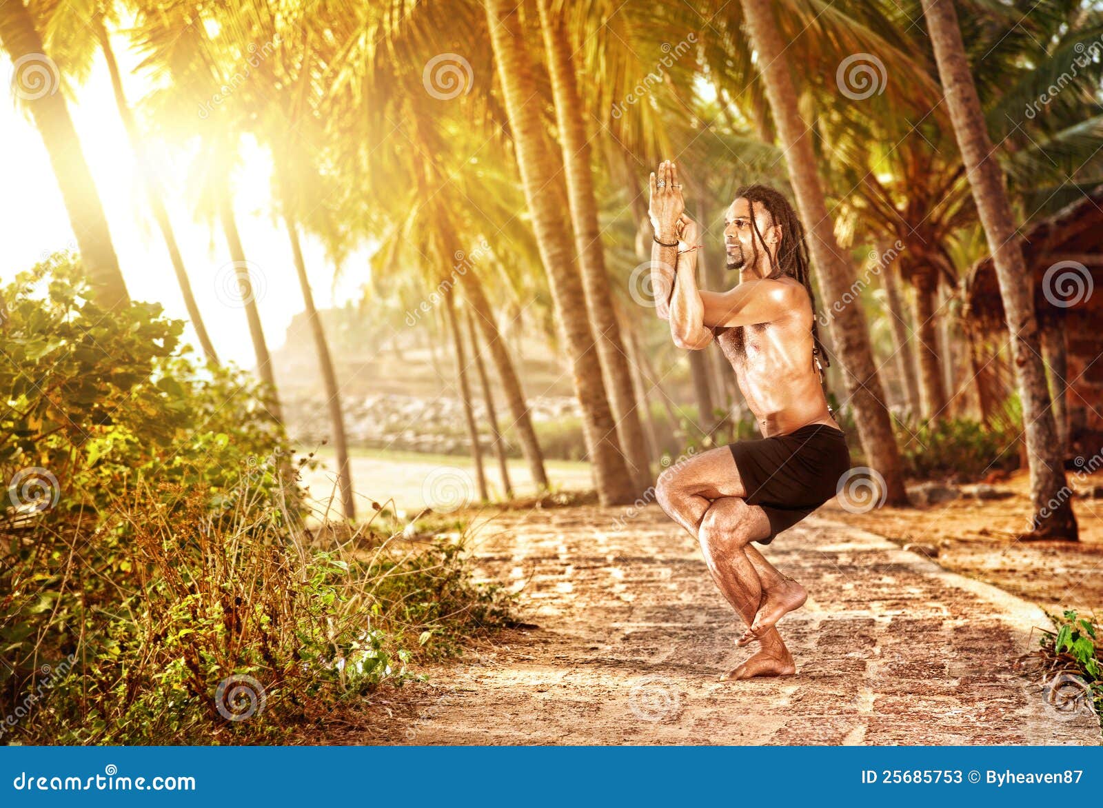 Yogi in India stock image. Image of palm, garudasana - 25685753