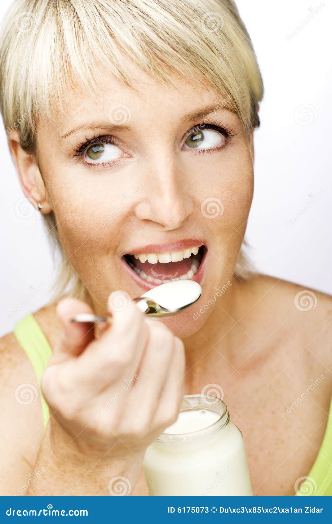 Yogurt stock image. Image of eating, person, woman, pretty - 6175073