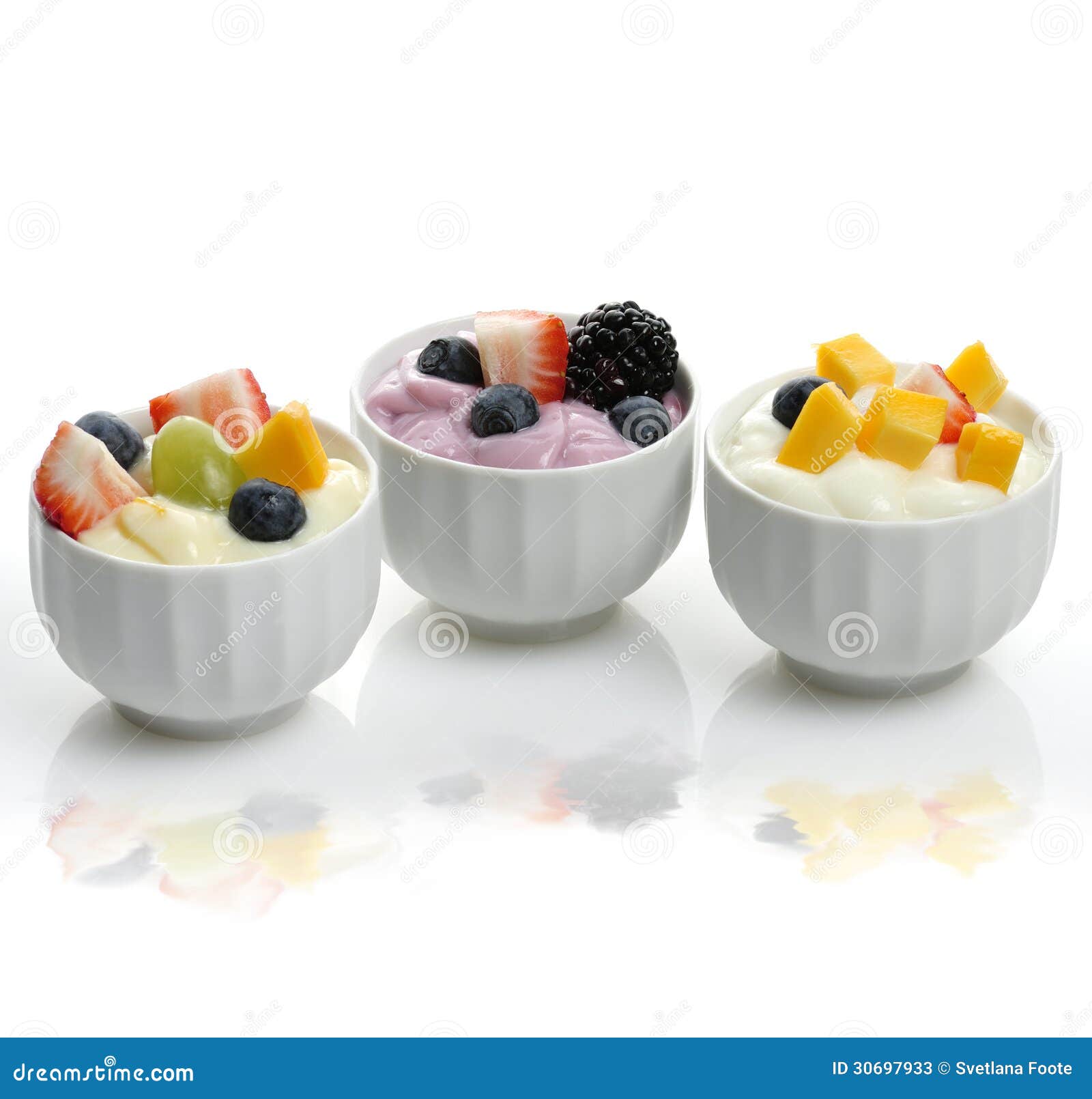 Yogurt Assortment with Fruits and Berries Stock Image - Image of dairy ...